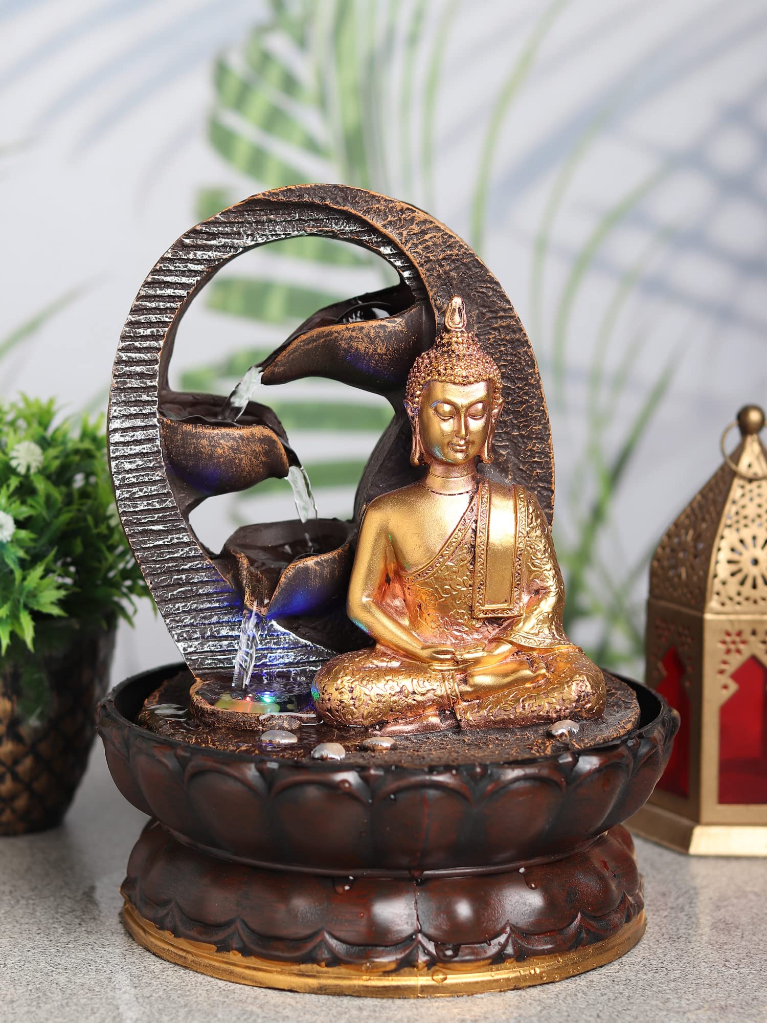 VIVARS Lord Buddha Tabletop Waterfall Fountain Meditation 4 Tier ...