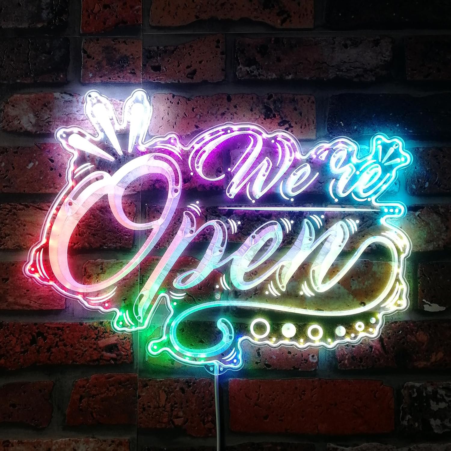 Amazon.com : ADVPRO We're Open Shop Cafe Restaurant RGB Dynamic Glam LED Sign - Cut-to-Edge ...