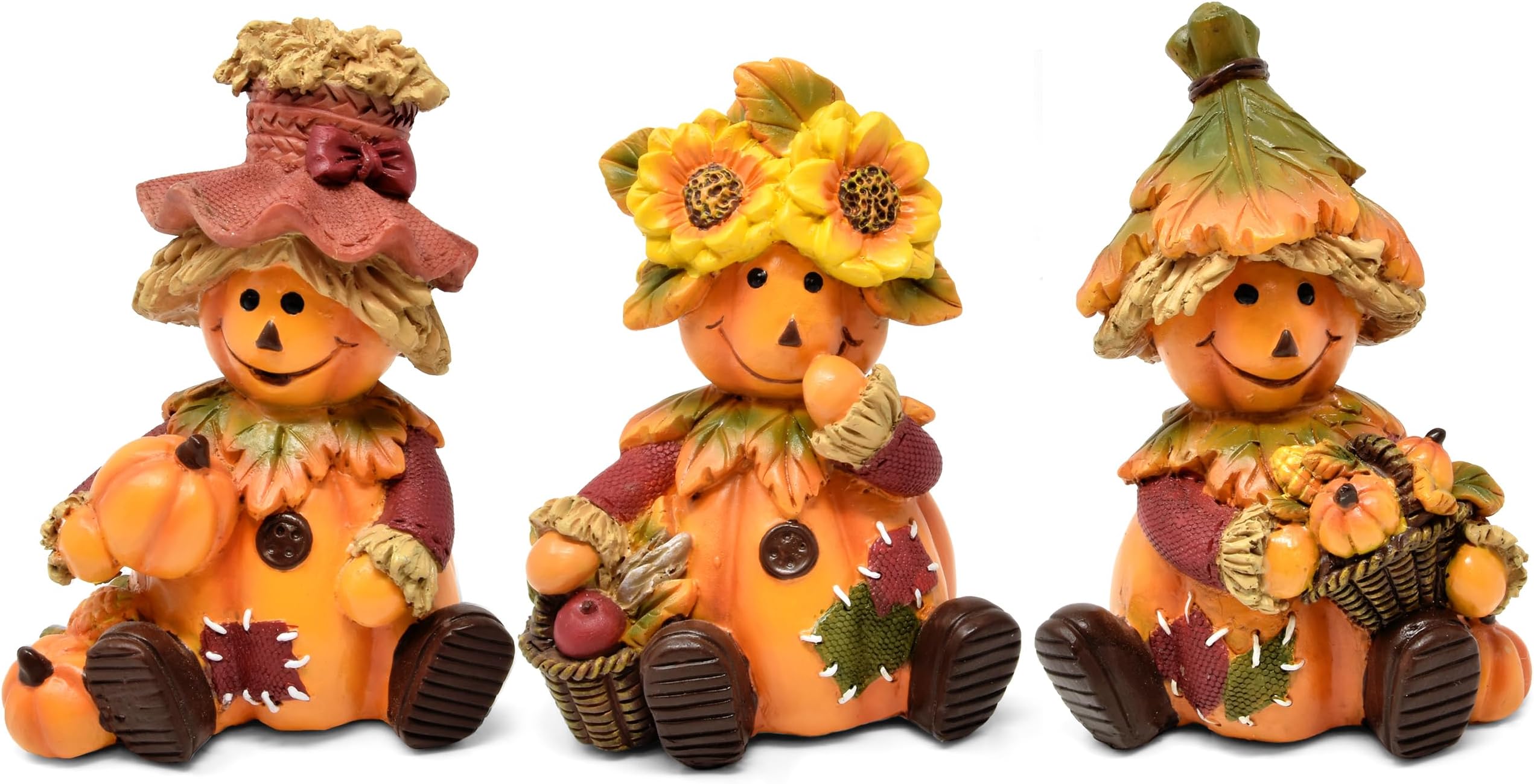 Amazon.com: Lulu Home Fall Figurines, Set of 2 Resin Scarecrow Shelf ...