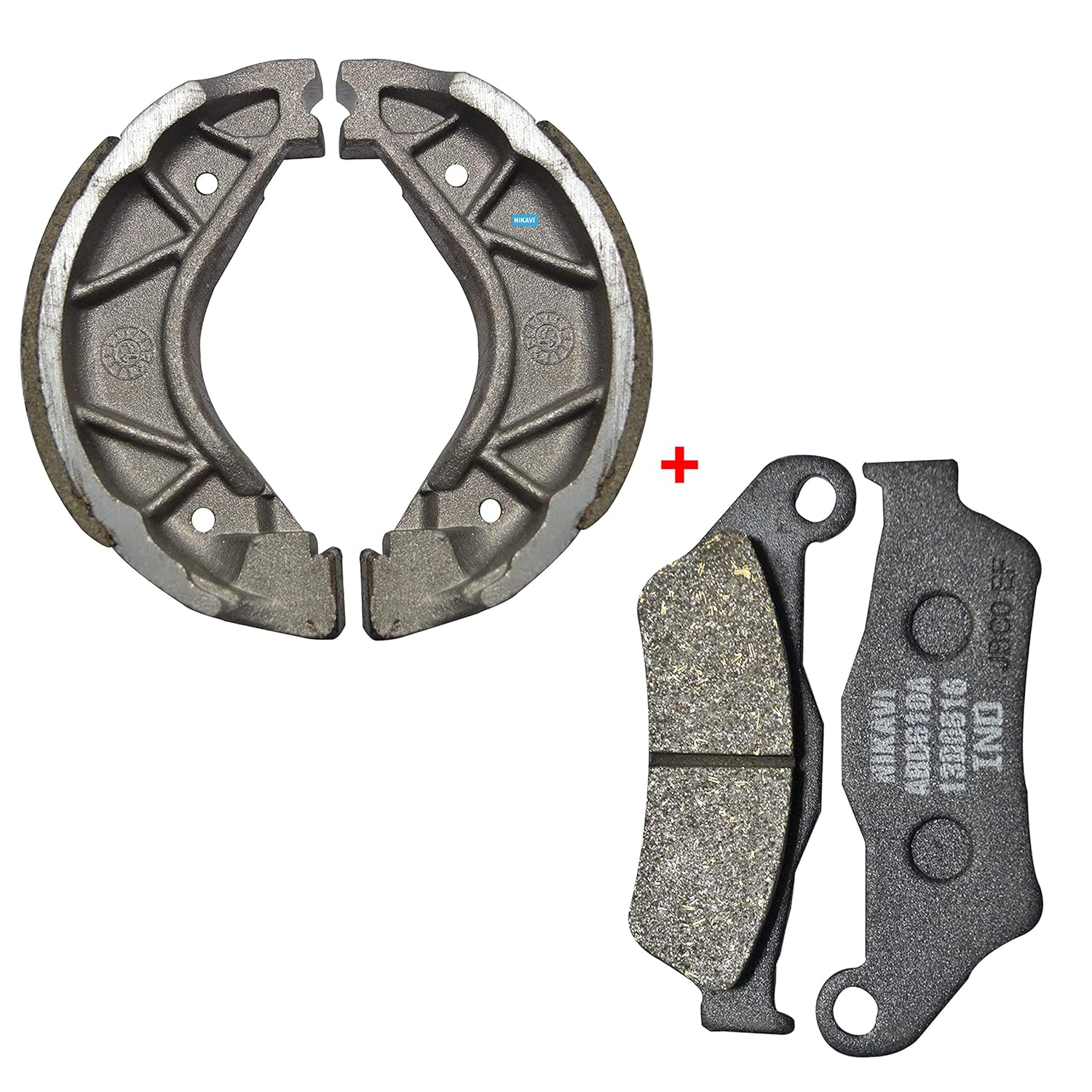 NIKAVI Motorcycle Front & Rear (Combo) Brake Pad + Brake Shoe Set ...