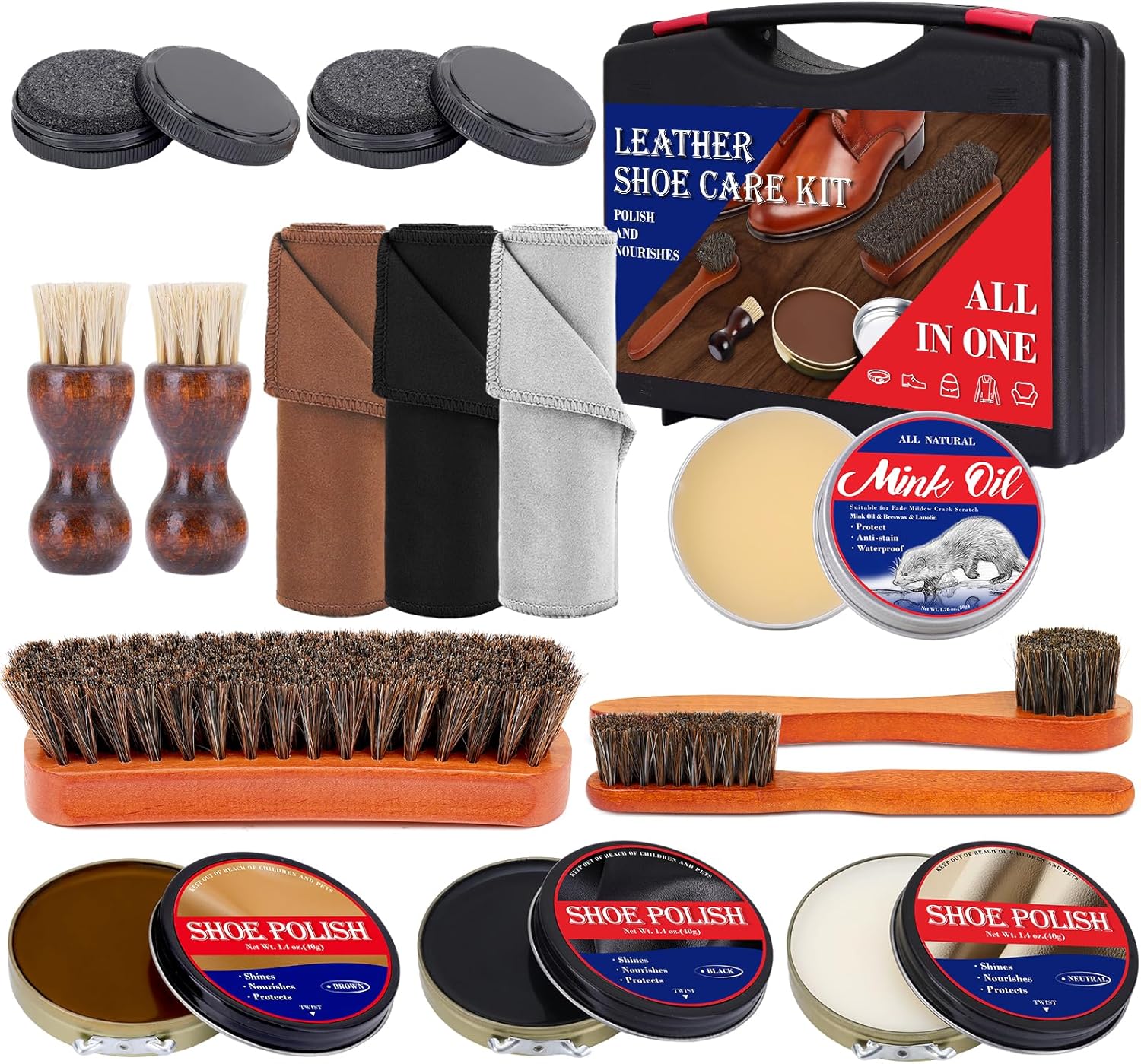 Amazon.com: 15pcs Shoe Shine Kit, Shoe Polish Kit, Leather Boot Care ...