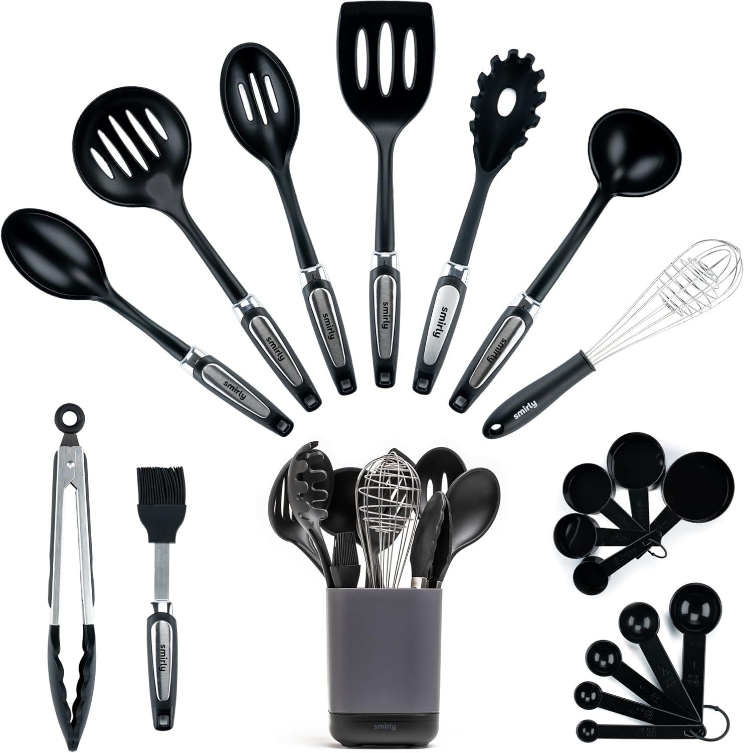Amazon.com: SMIRLY Smirly Silicone Kitchen Utensils Set with Holder ...