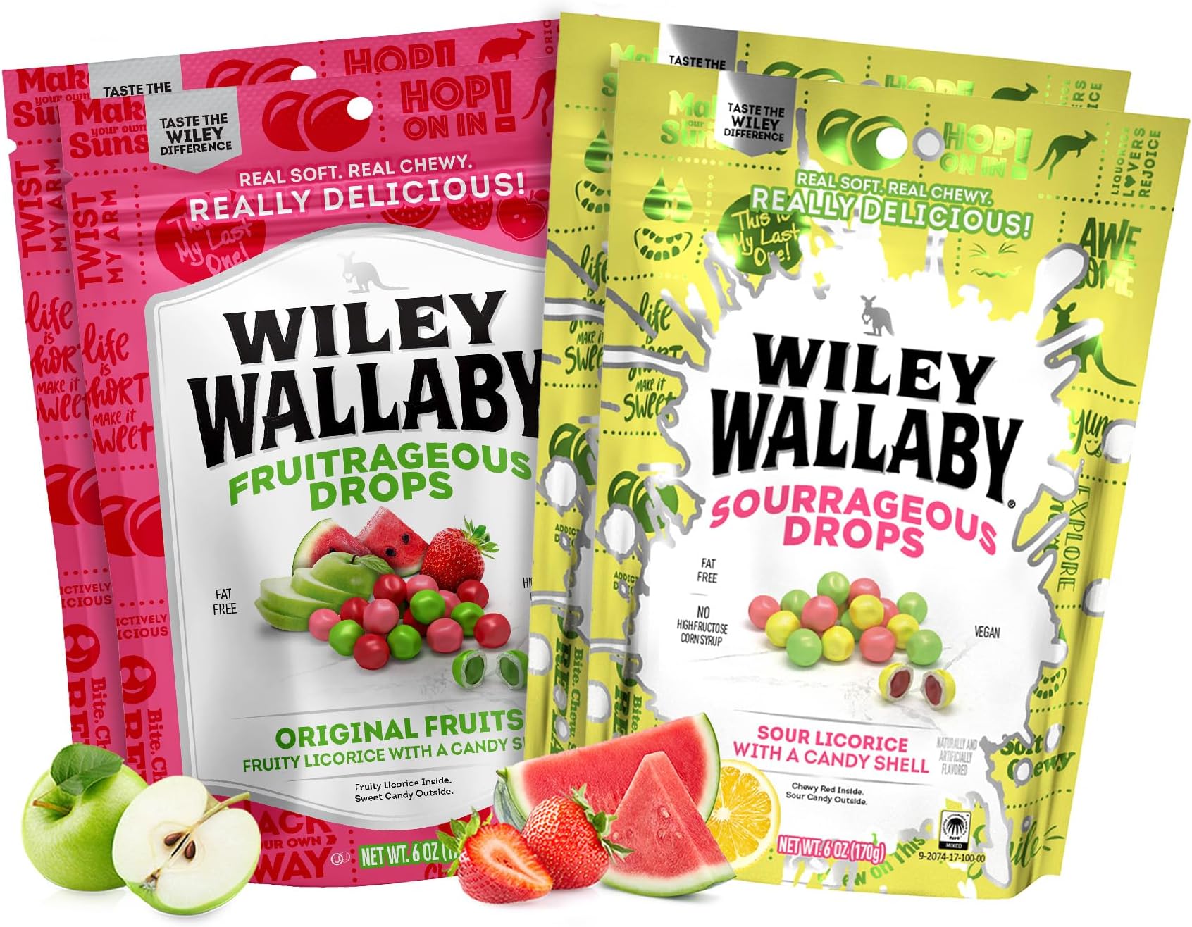 Amazon.com : Wiley Wallaby Licorice Candy Drops | Sourrageous and ...
