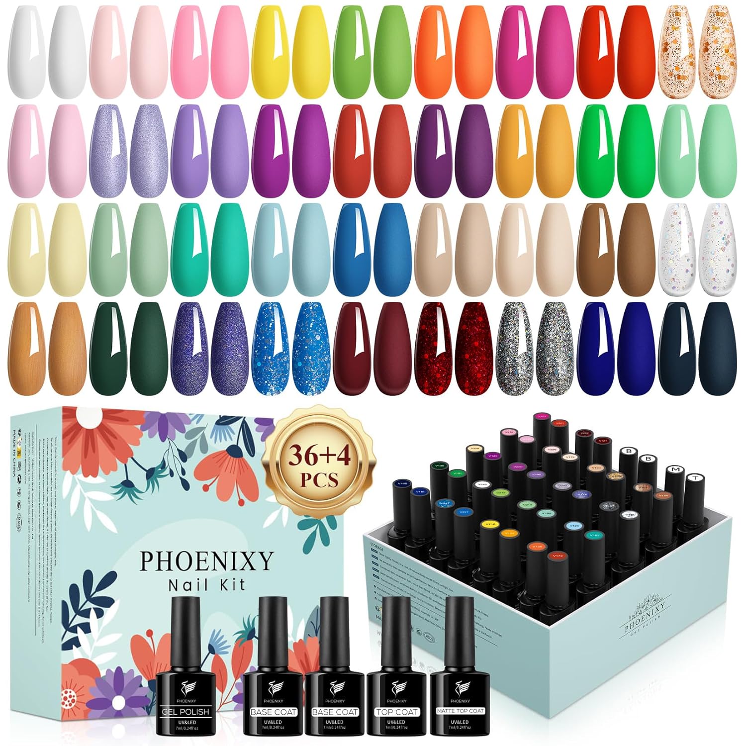 Amazon.com : phoenixy Gel Nail Polish, 36 Colors Gel Nail Polish Set ...