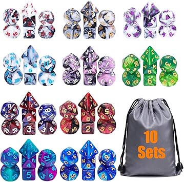 Amazon.com: 10mm Mini DND Dice Set,10 Sets Polyhedral RPG Dice (70pcs ...