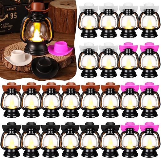 Amazon.com: ROCEEI 12 Pieces Cowboy Hats Mini Lantern Western Cowgirl ...