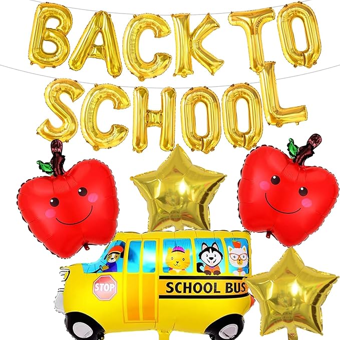 Amazon.com: Back to School Balloons Set- | School Bus Balloon, Aple ...