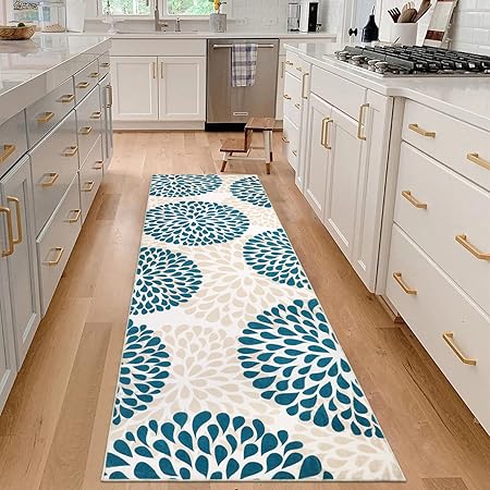 Amazon.com: Beeiva Floral Washable Kitchen Runner Rugs, 2x6 Beige ...