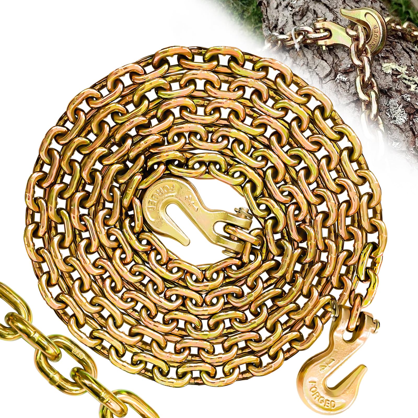 Amazon.com: SENKEYFE 1/4" Tow Chain|G80 Tie Down Log Chain with G70 ...