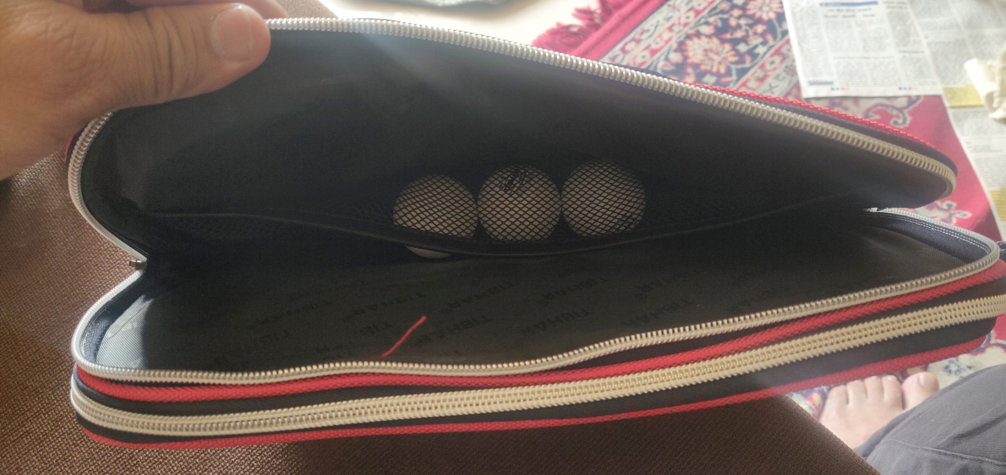 Tibhar Table Tennis Double Cover Deluxe (Black/RED), Free: 3 Star 40mm ...