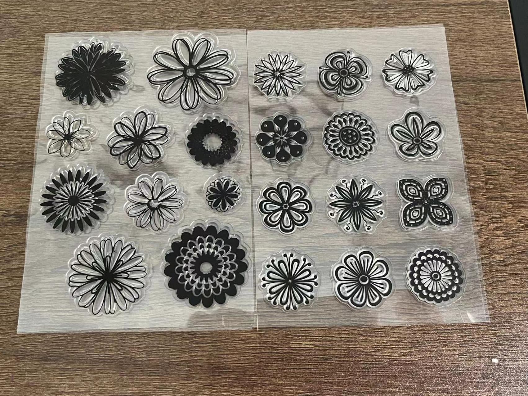 Amazon.com: 2Psc Variety Size Flower Clear Stamps Basic Pattern Stamps ...