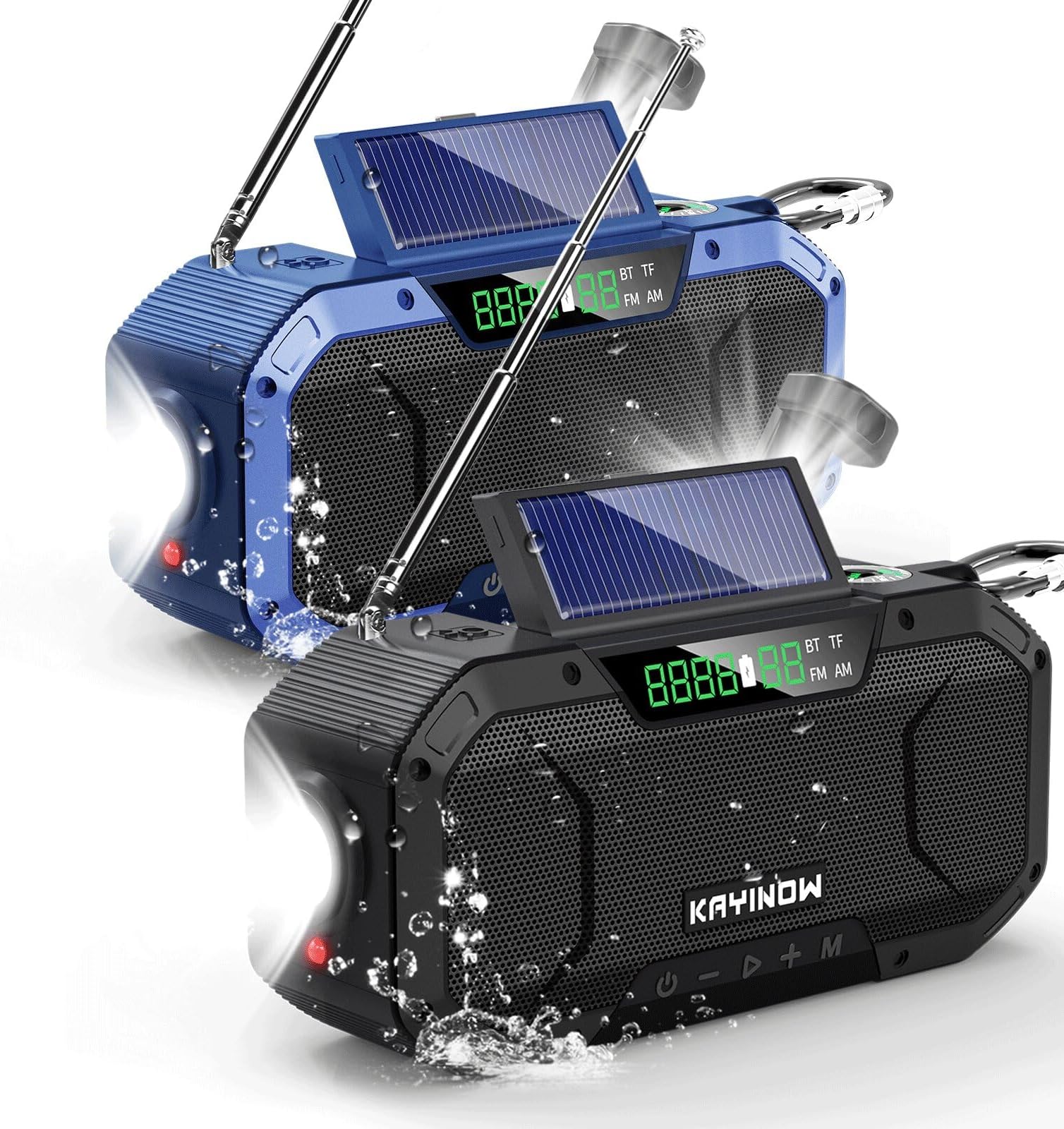 Amazon.com: Emergency Hand Crank Solar Radio Waterproof Bluetooth ...