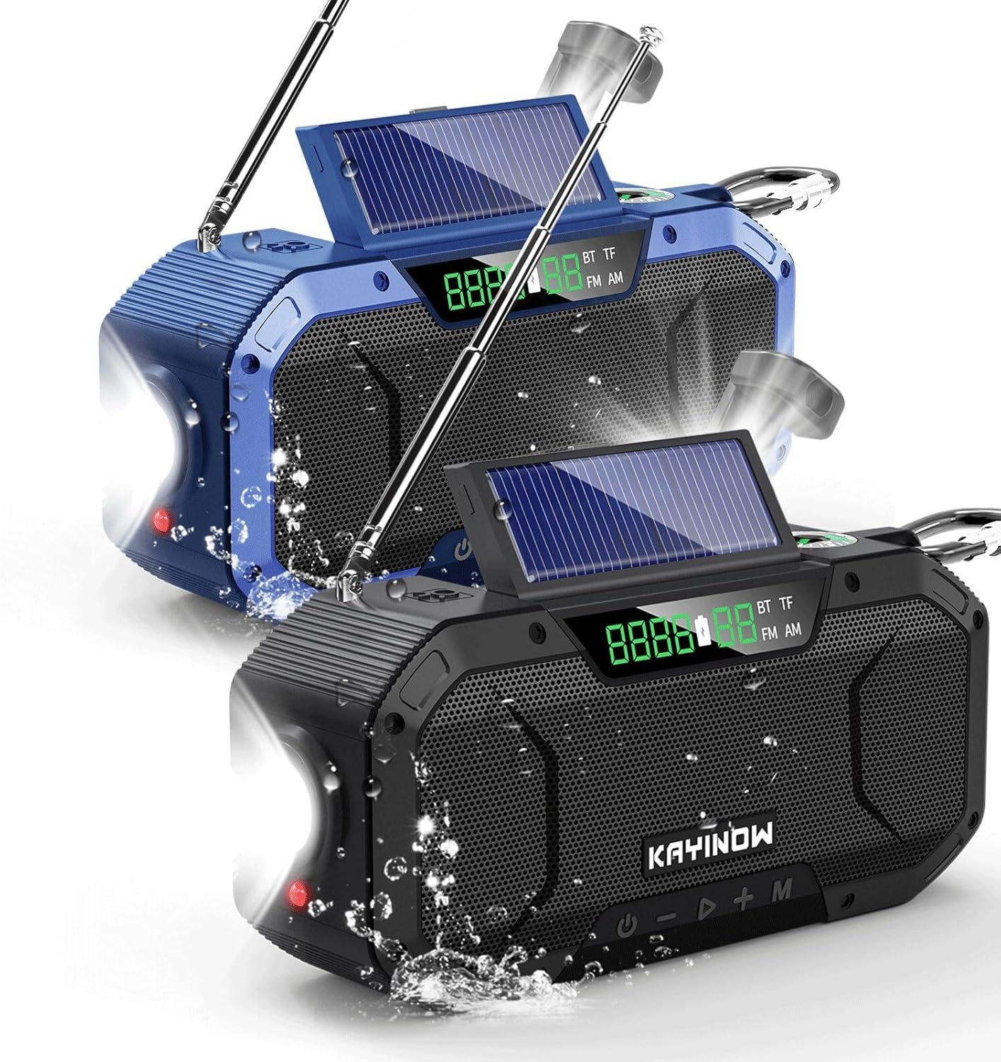 Amazon.com: Emergency Hand Crank Solar Radio Waterproof Bluetooth ...