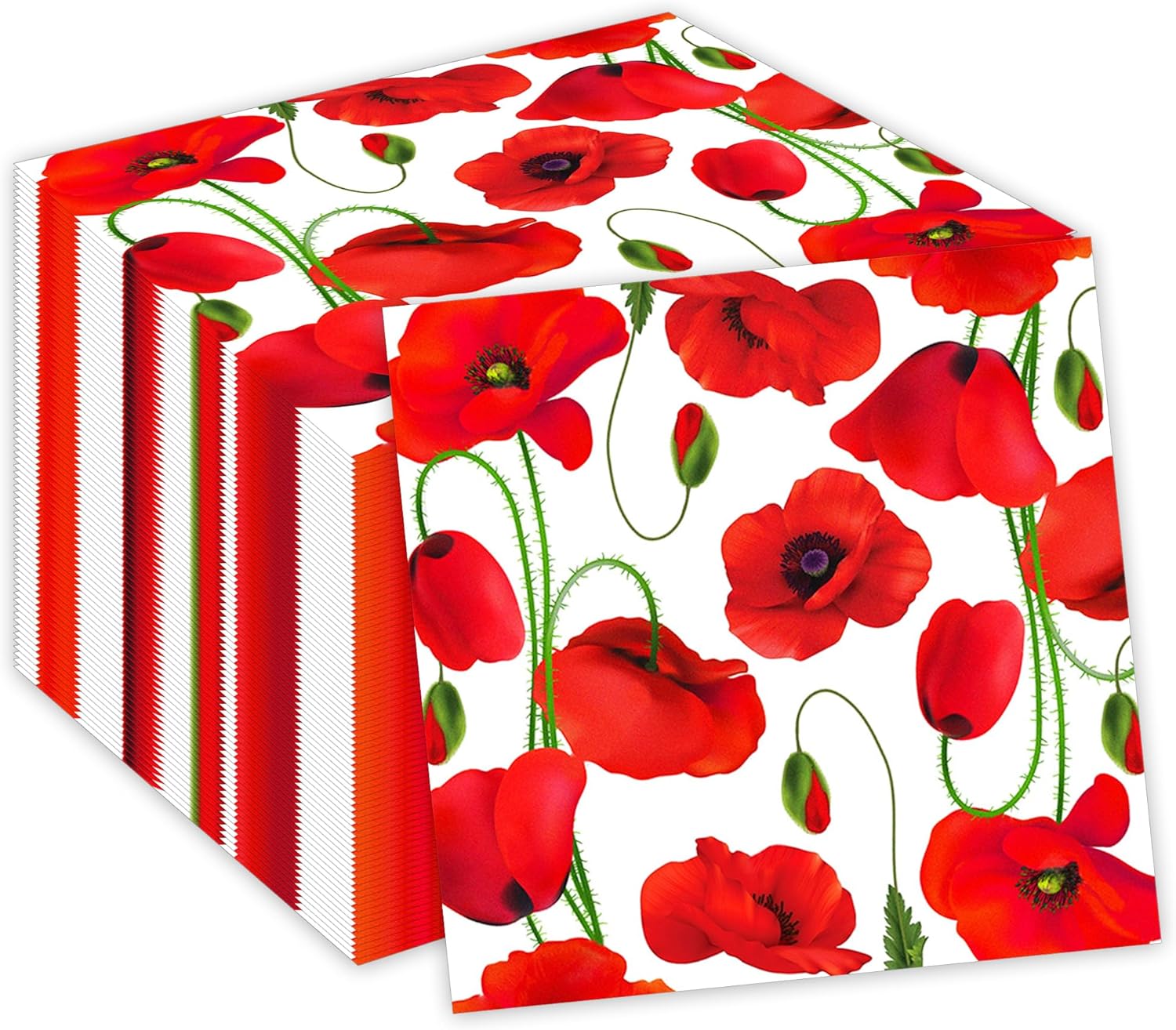 Amazon.com: 40PCS Poppy Floral Paper Napkins Flowers Paper Napkins ...