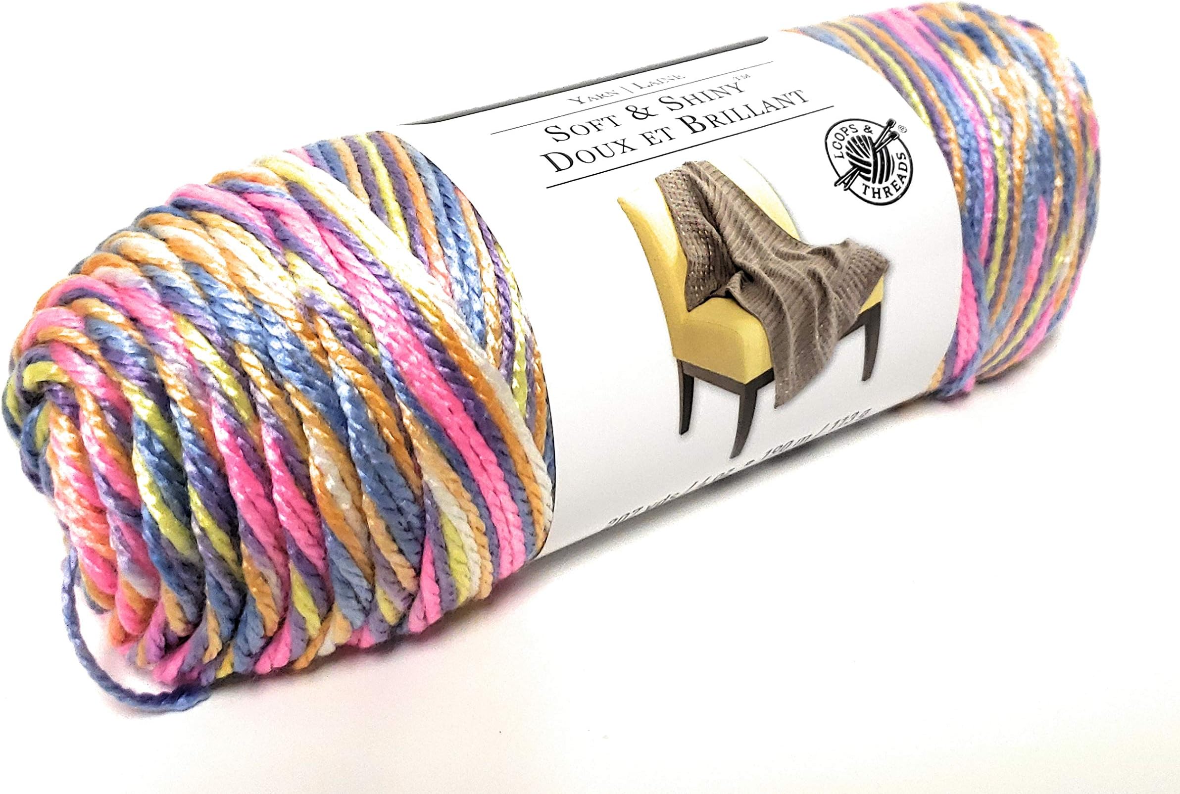 Amazon.com: Soft & Shiny Yarn by Loops & Threads - Baby Rainbow - 1 ...