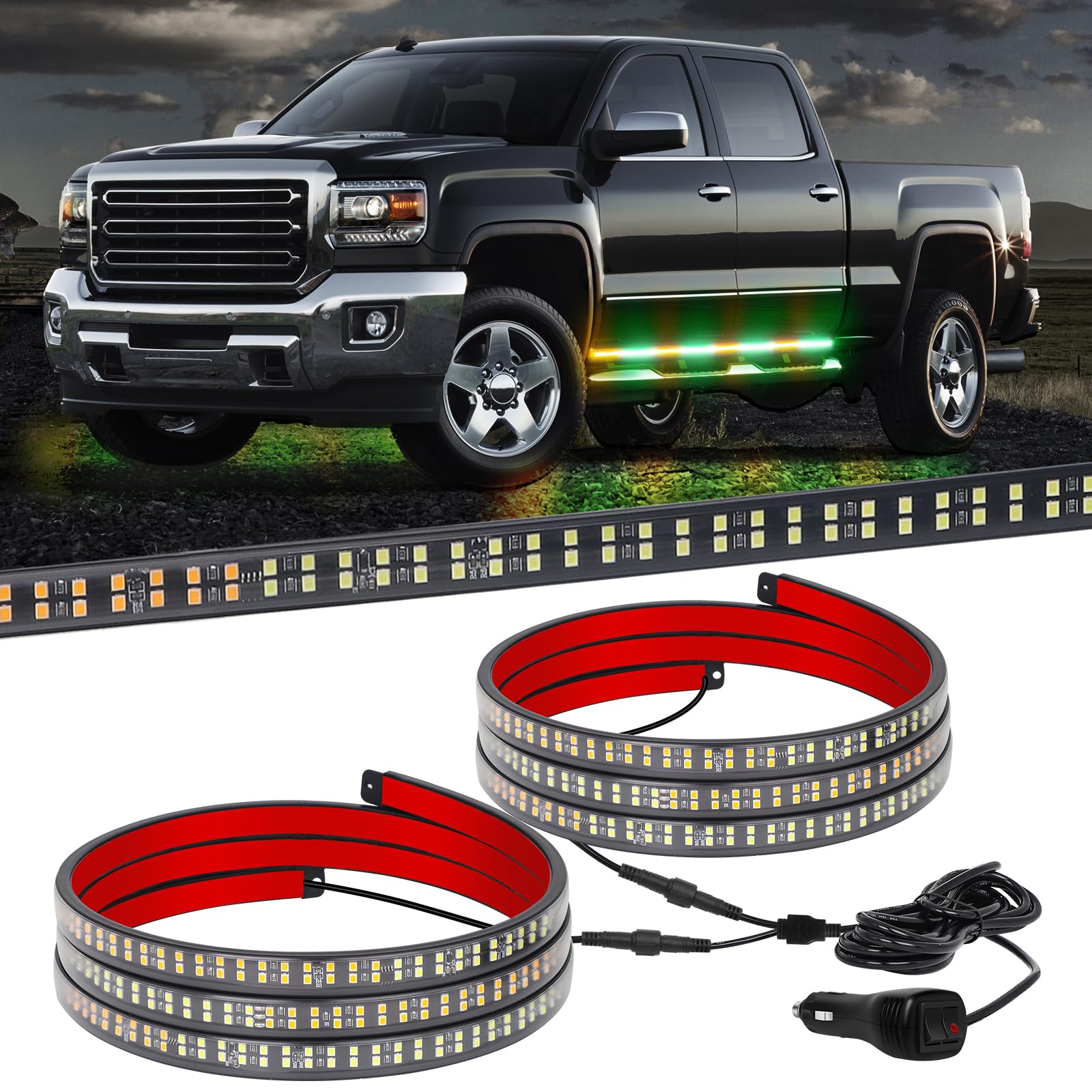 Amazon.com: XRIDONSEN 2PCS 70 inch Truck Amber Green Emergency Lights ...