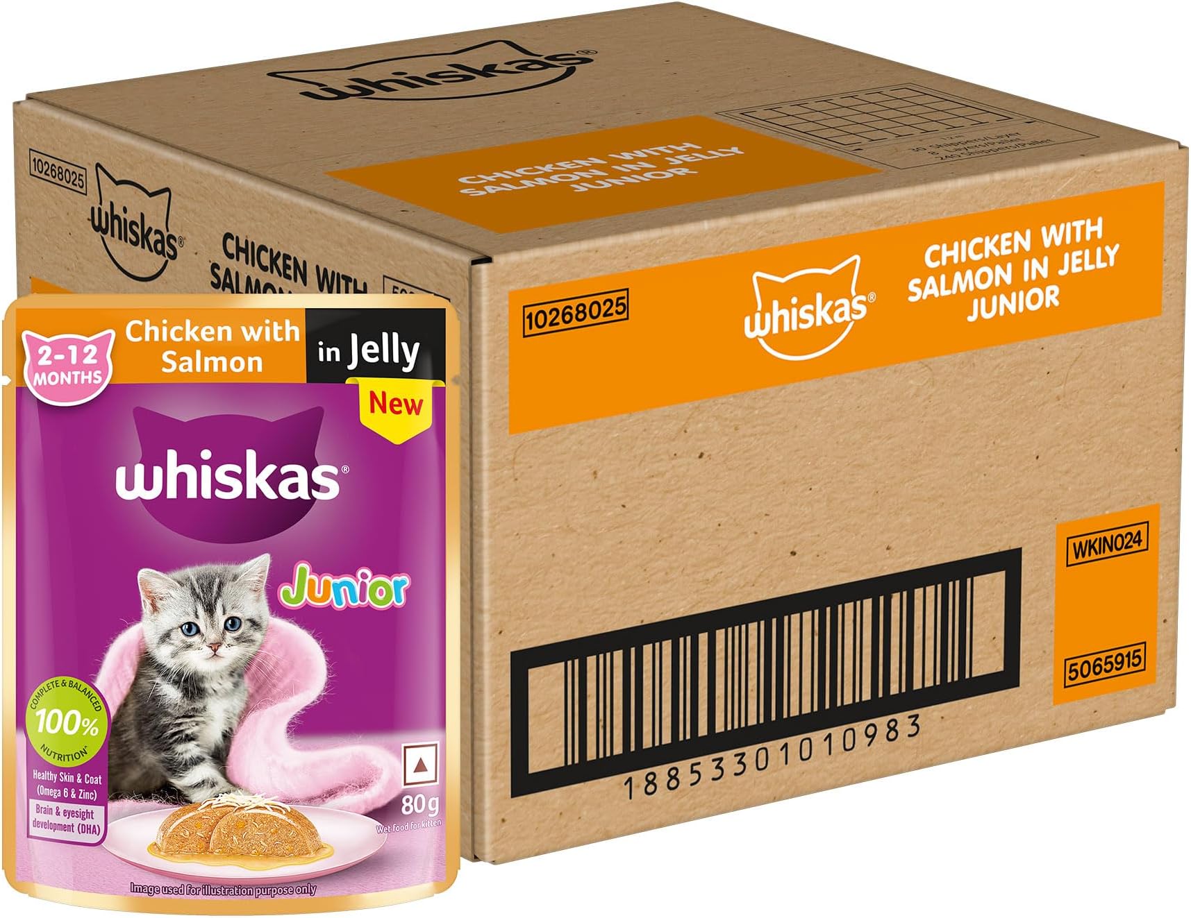 Whiskas Tasty Mix Kitten (2-12 Months) Wet Cat Food, Chicken, Tuna with ...