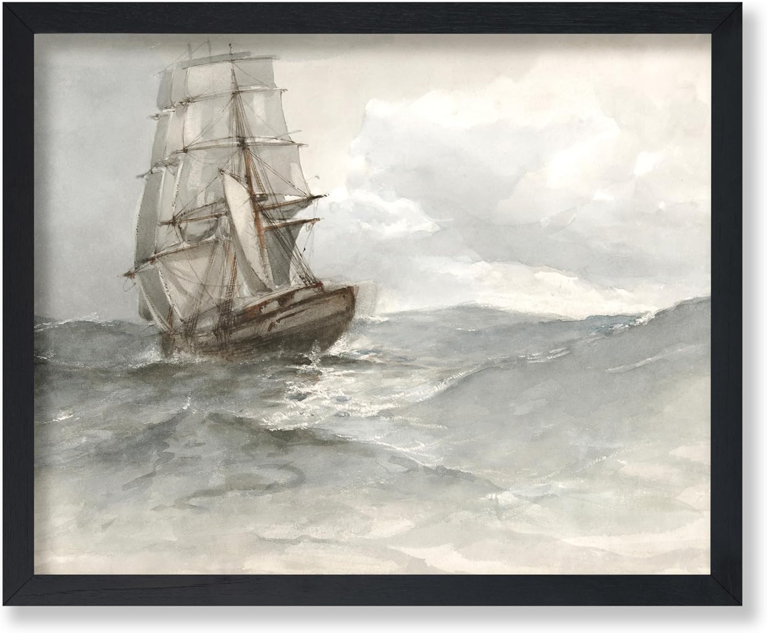 Amazon.com: Poster Master Vintage Ship At Sea Painting Poster - Retro ...