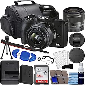 Amazon.com : Camera EOS M50 Mark II Mirrorless Digital SLR with 15-45mm Lens Kit (Black) + 64GB ...