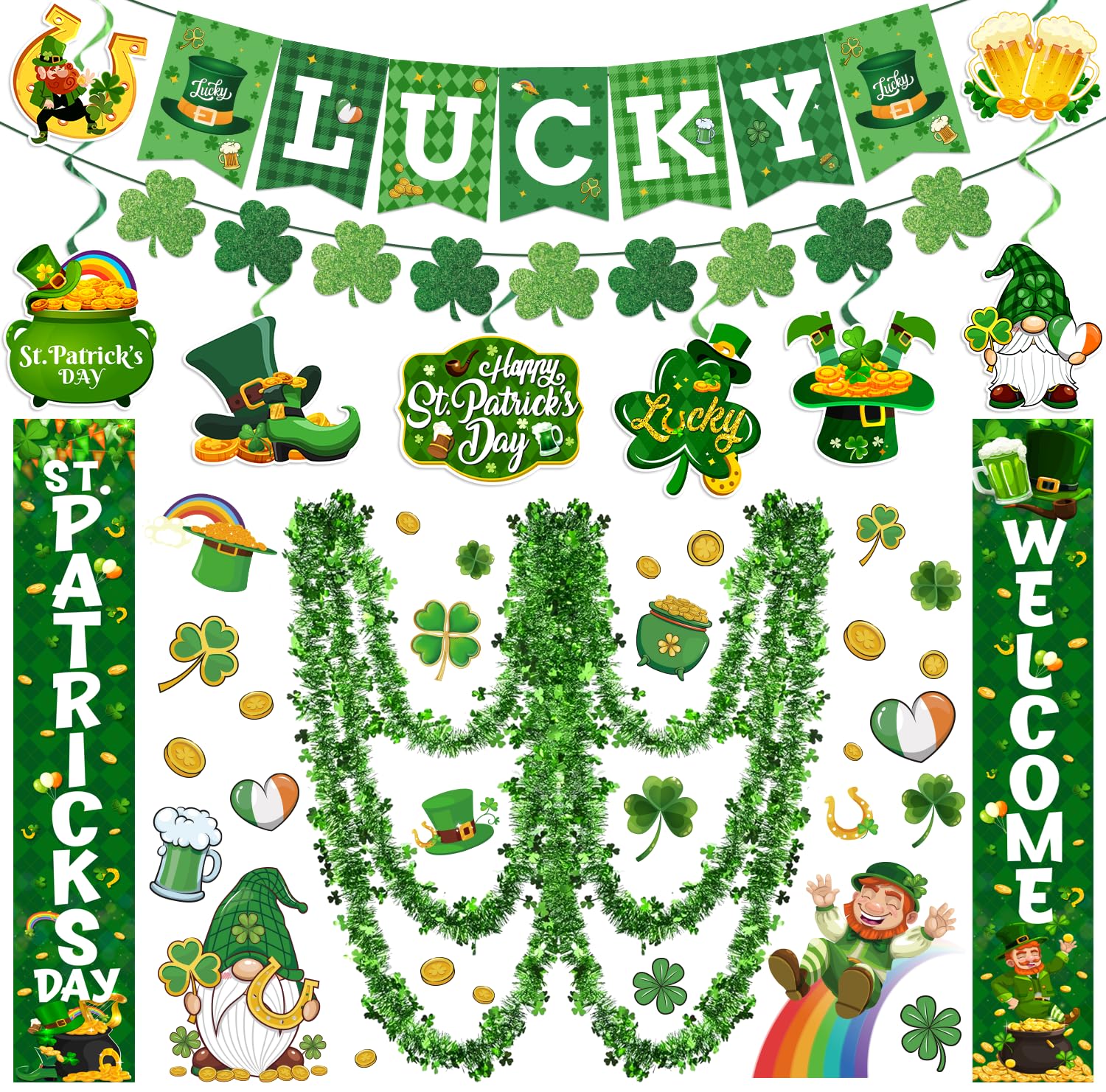 Amazon.com: St Patrick's Day Decorations Banner Shamrock Green-Garland ...