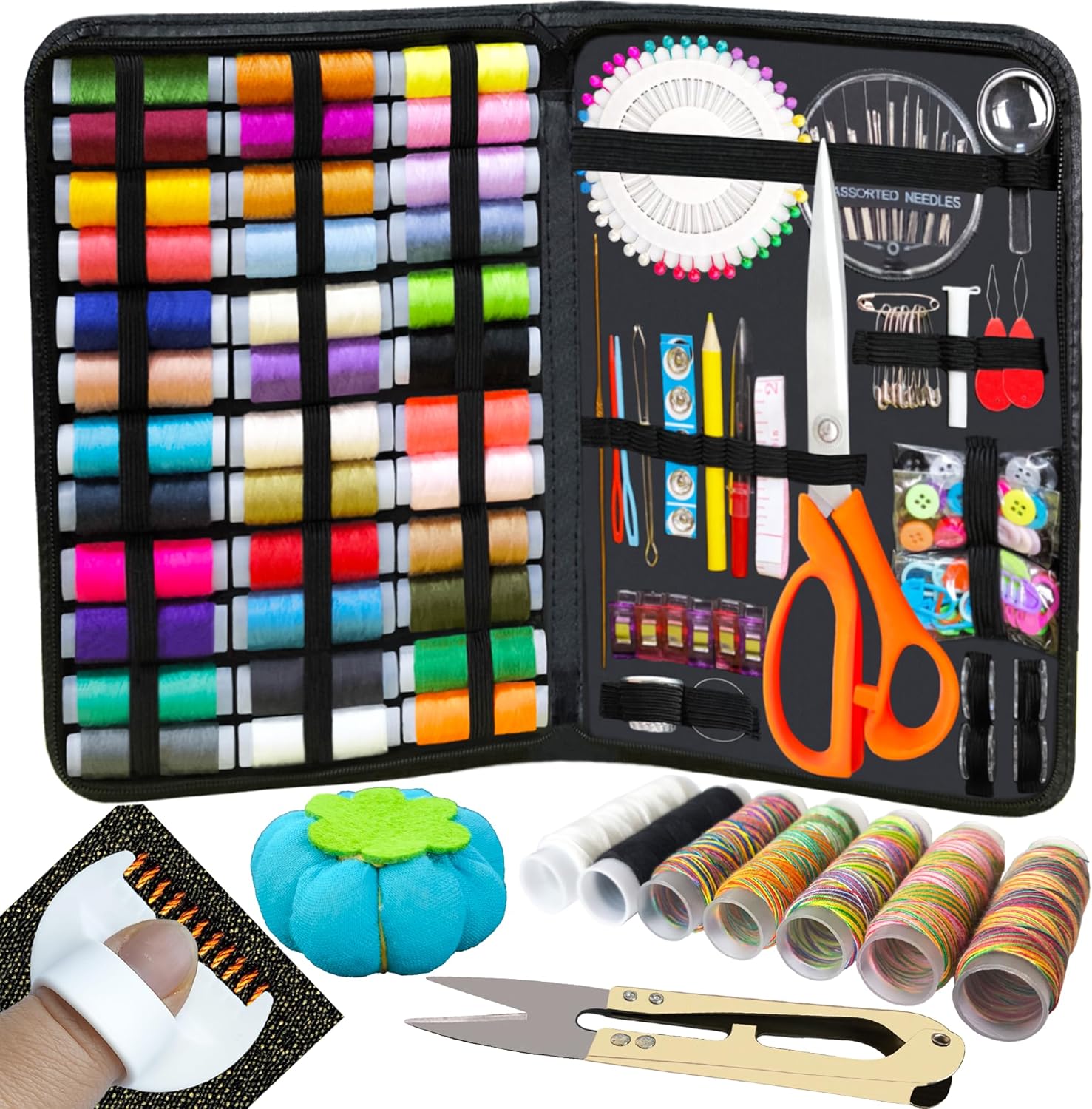 Amazon.com: Sewing Kit for Adults, 225 Pcs Needle and Thread Kit with ...