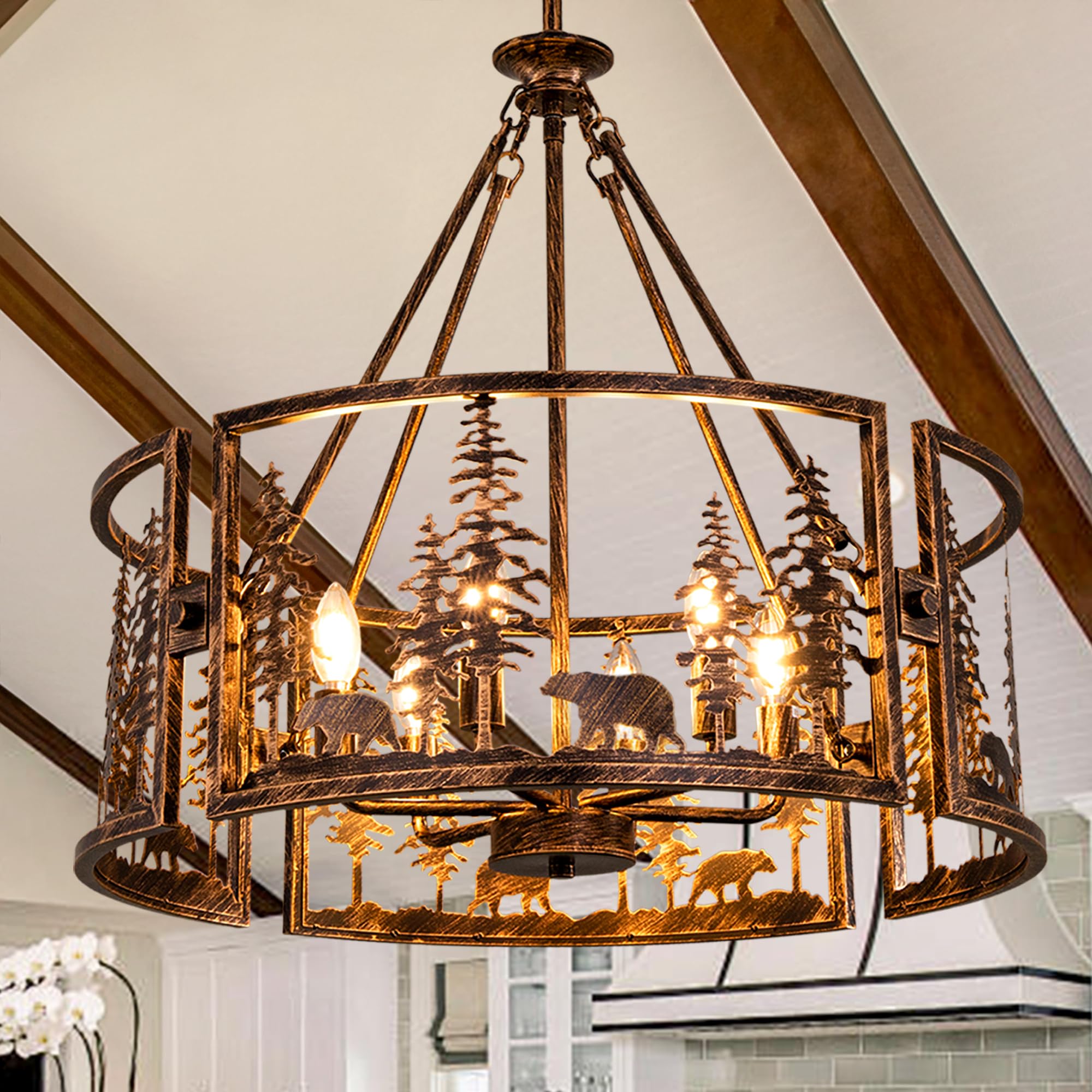 TOCHIC Rustic Chandeliers for Dining Room, 6 Lights Western Light Fixture, Vintage Chandelier ...