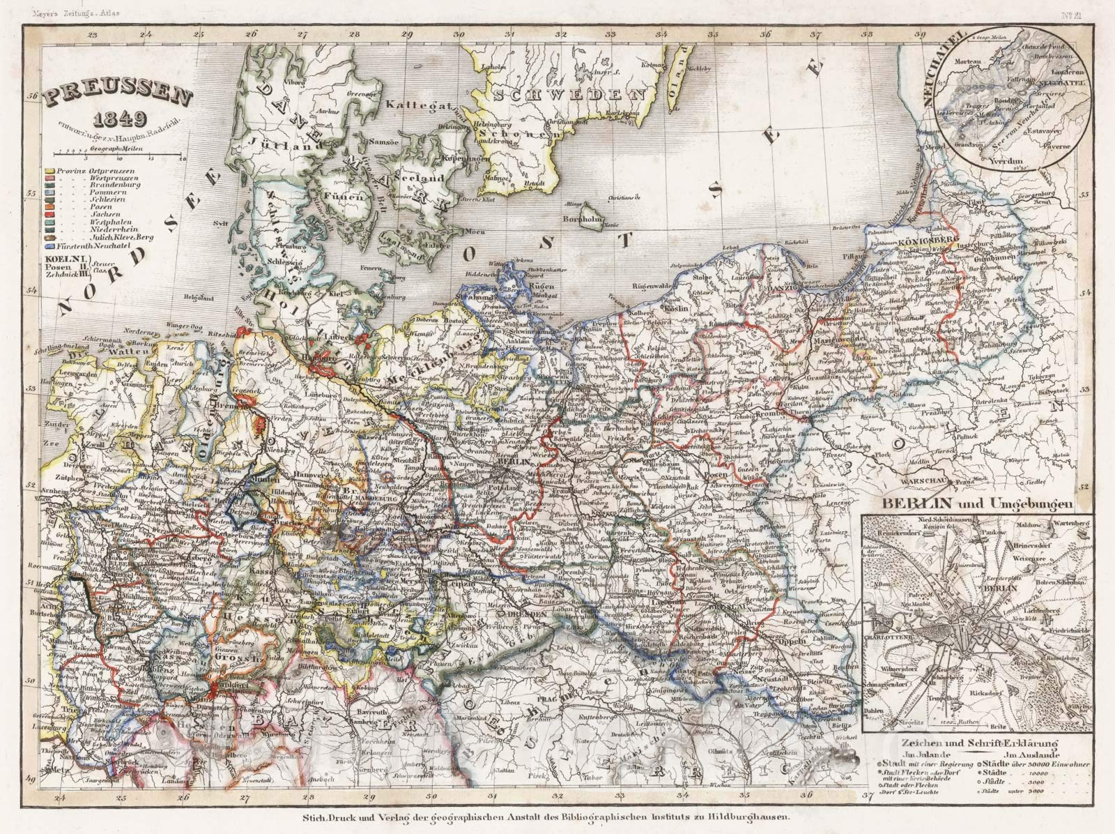 Amazon.com: Historical 1849 Meyer Map of Prussia, Germany and The ...