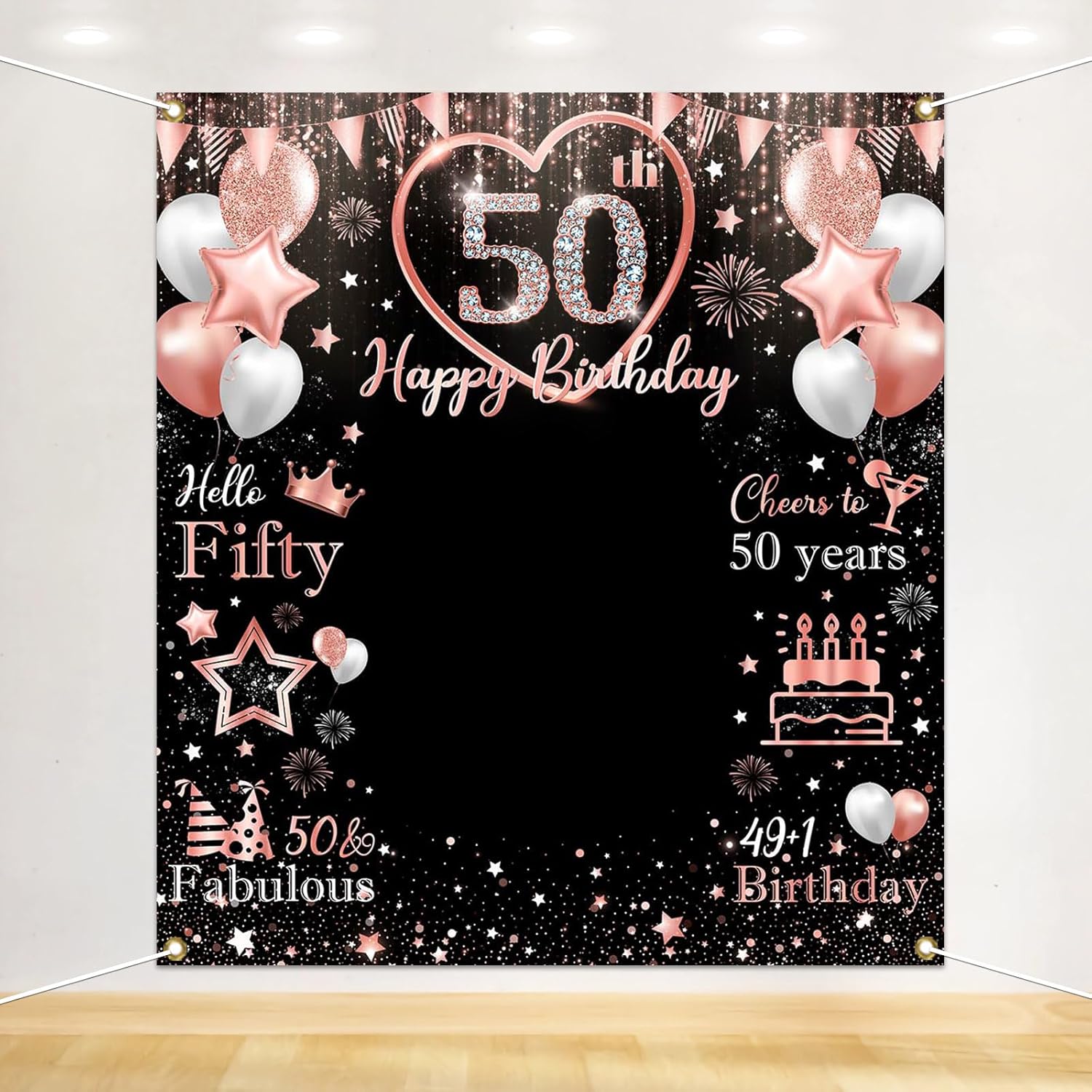 Amazon.com : Mocsicka 50th Birthday Banner Large 50th Birthday Backdrop ...