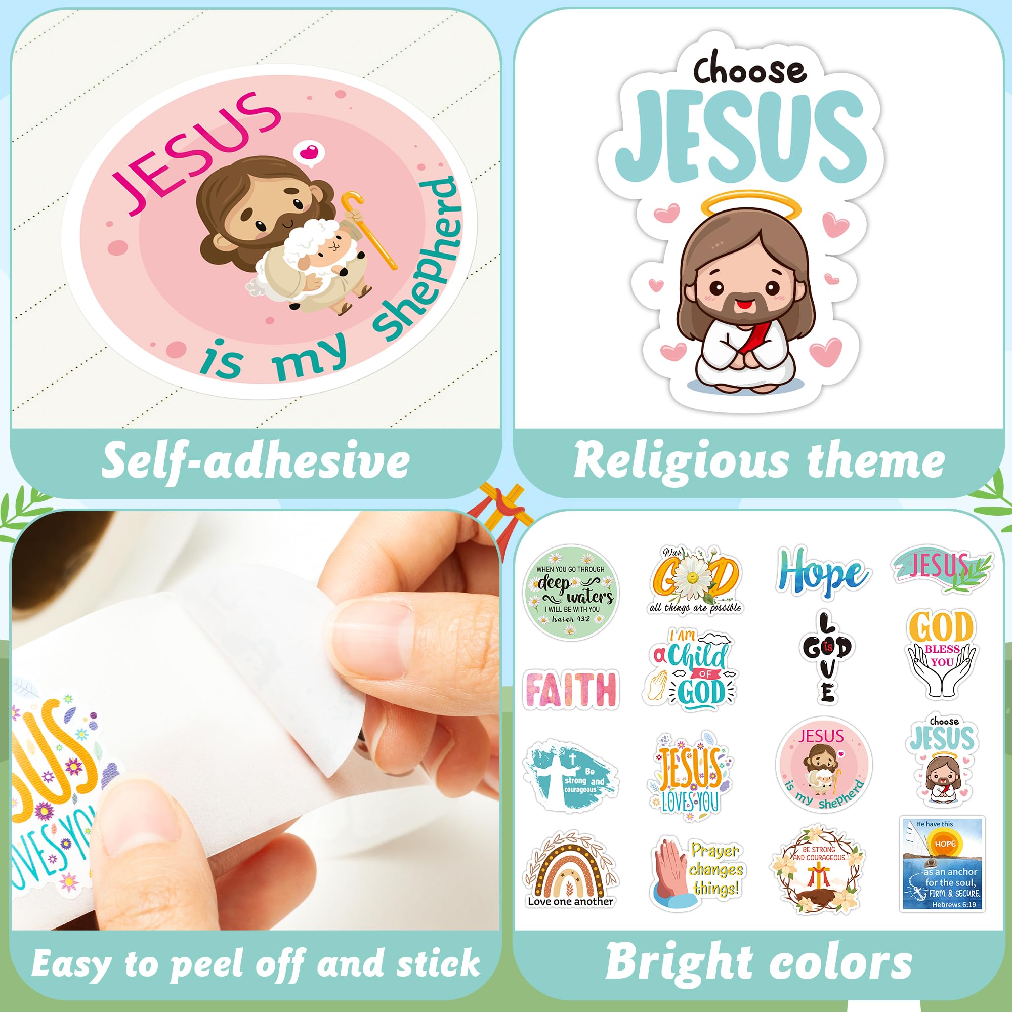 Snapklik.com : 1000pcs Christian Religious Sticker Rolls, 16 Designs ...