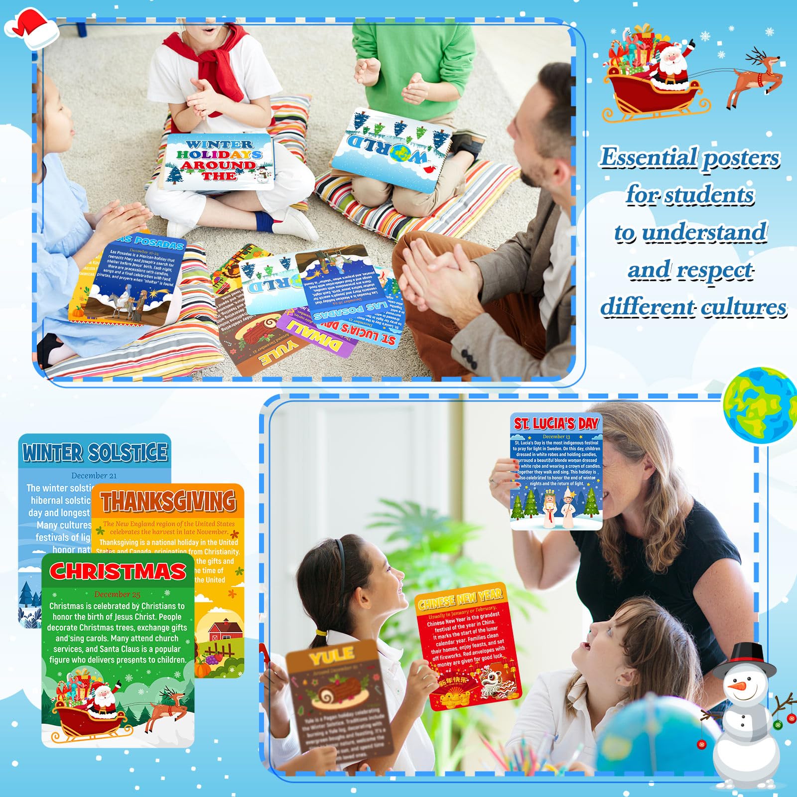 Snapklik.com : 18 Pcs Winter Bulletin Board Set Winter Holidays Around ...