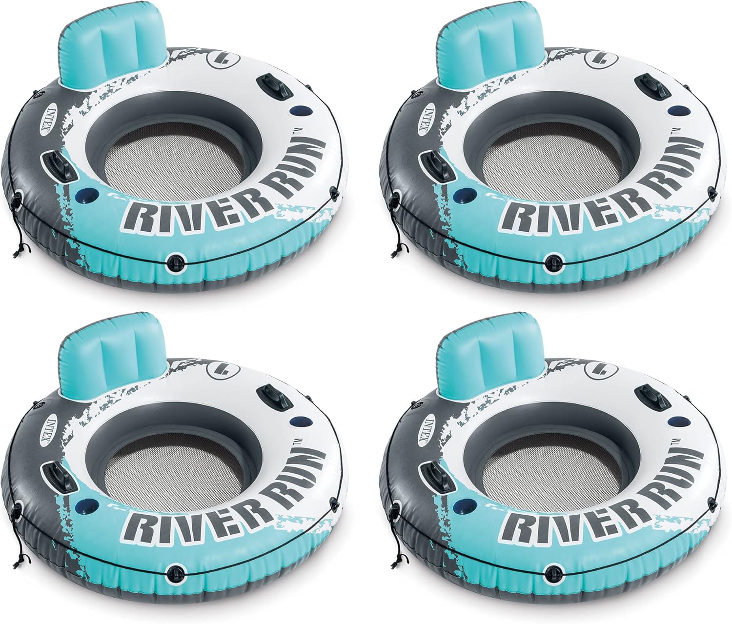 Intex River Run 1 53" Inflatable Floating Water Tube Lake Raft, Red (4 ...