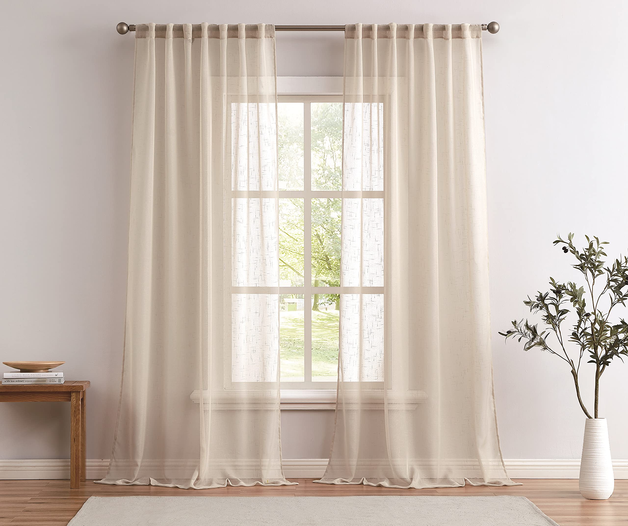 Cannon – Textured Sheer Window Panel Pair with Rod Pocket (50” x 96 ...