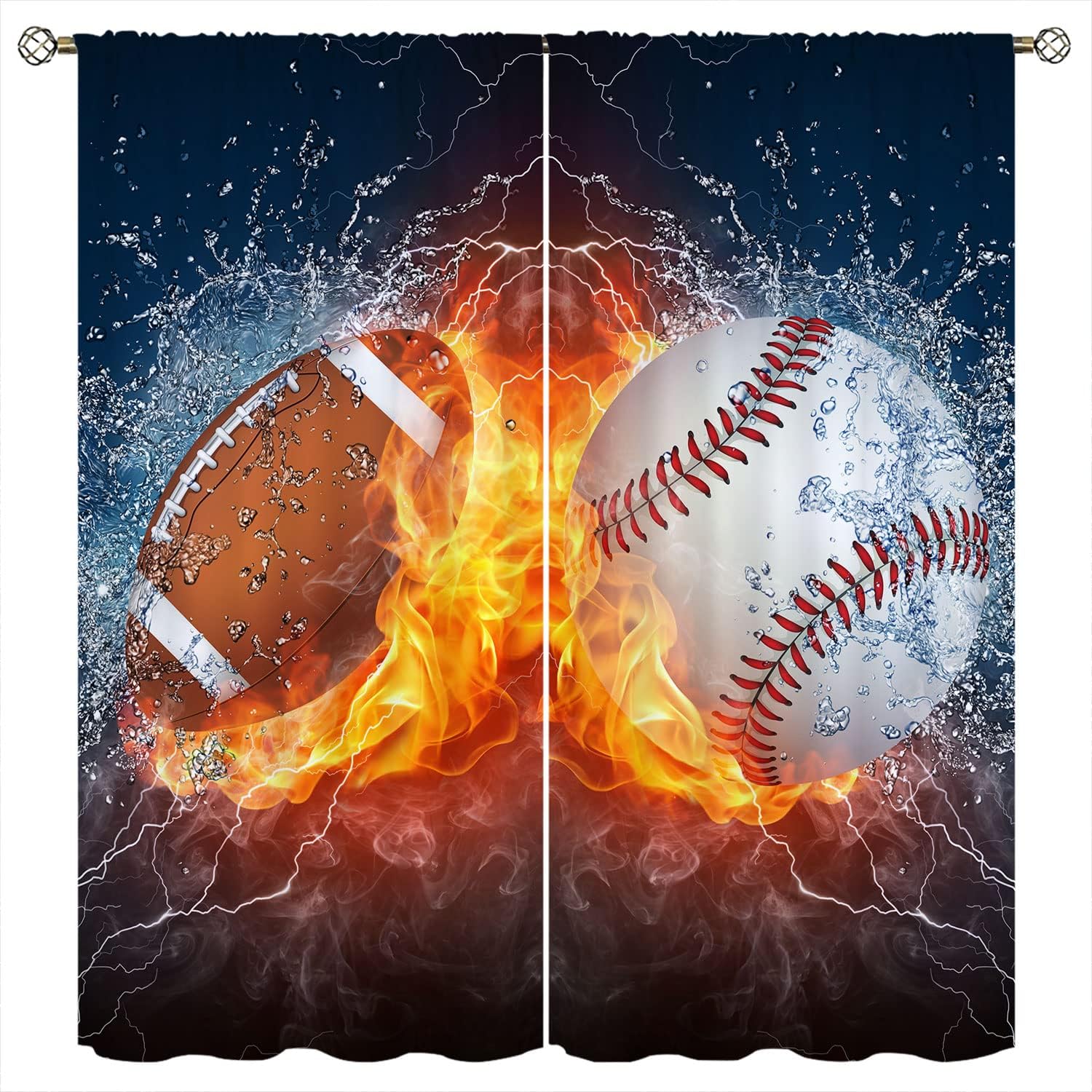 Amazon.com: American Football Window Curtain Fabric Rod Pocket Sports ...