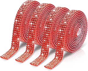 4 pcs Rhinestone Ribbons 1 Yards Self Adhesive Rhinestone Strips 10mm ...