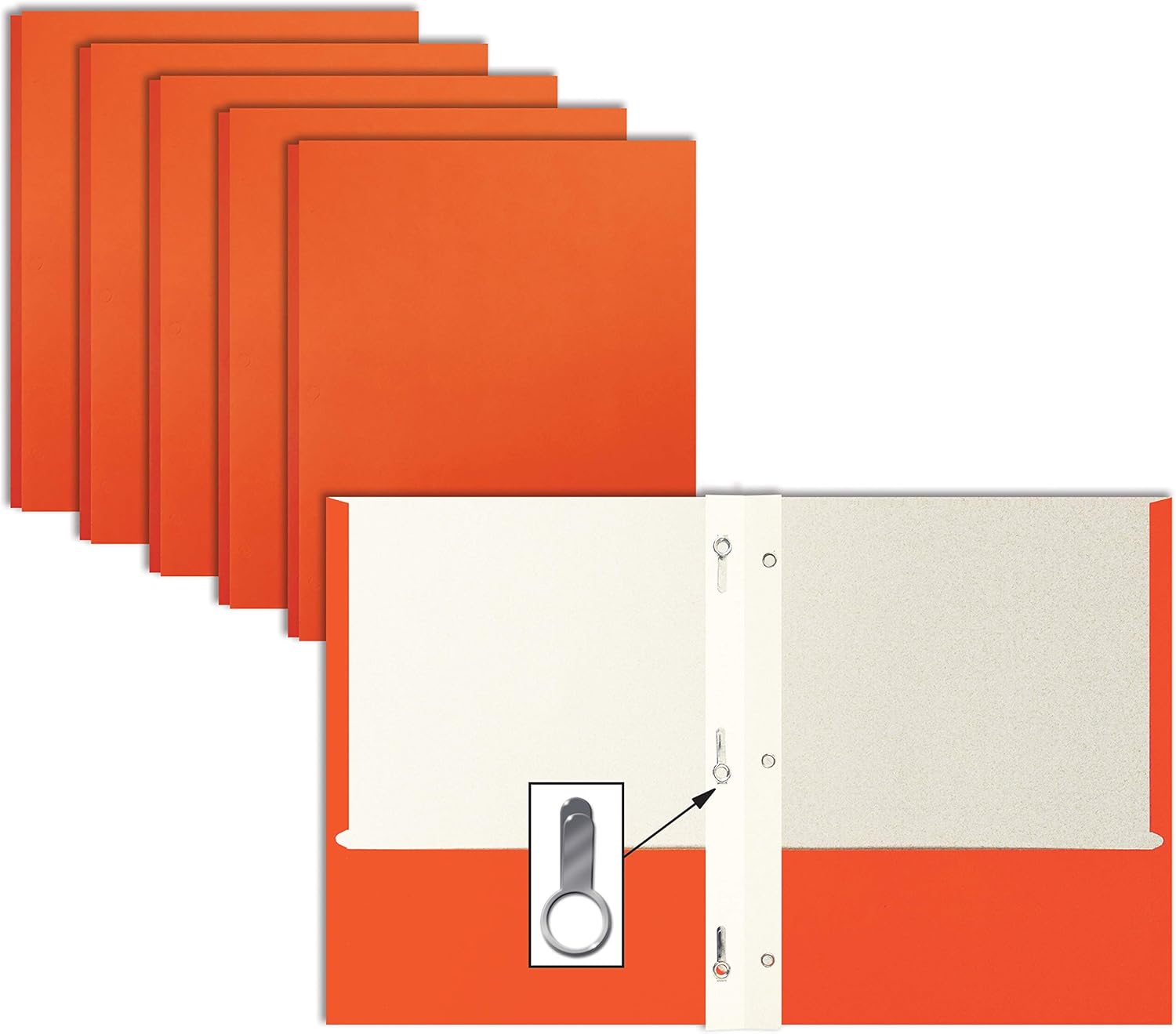 Orange Paper 2 Pocket Folders with Prongs, 50 Pack, by Better Office ...