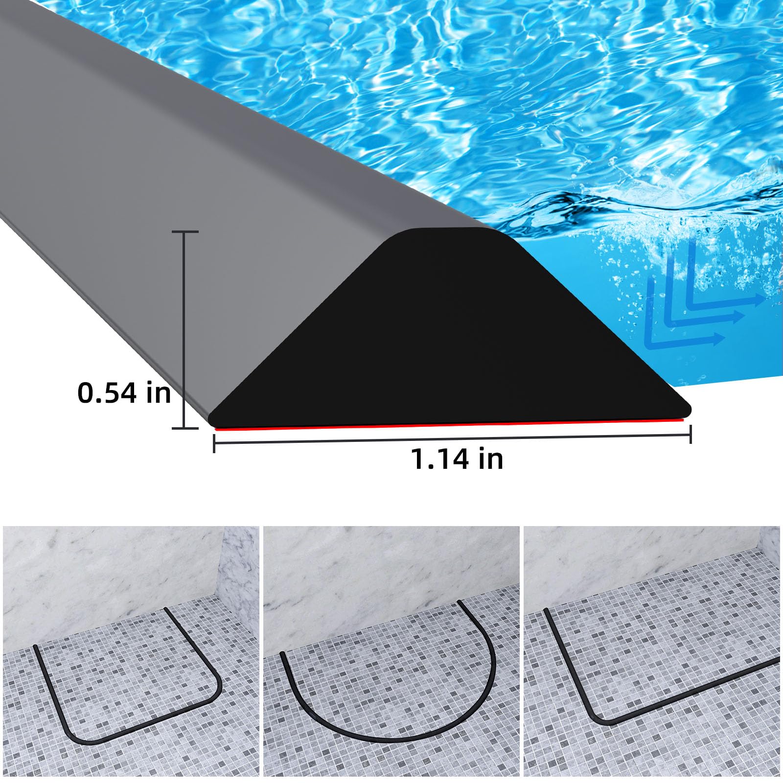 Snapklik.com : 118 Inch Collapsible Shower Water Dam, Shower Threshold ...