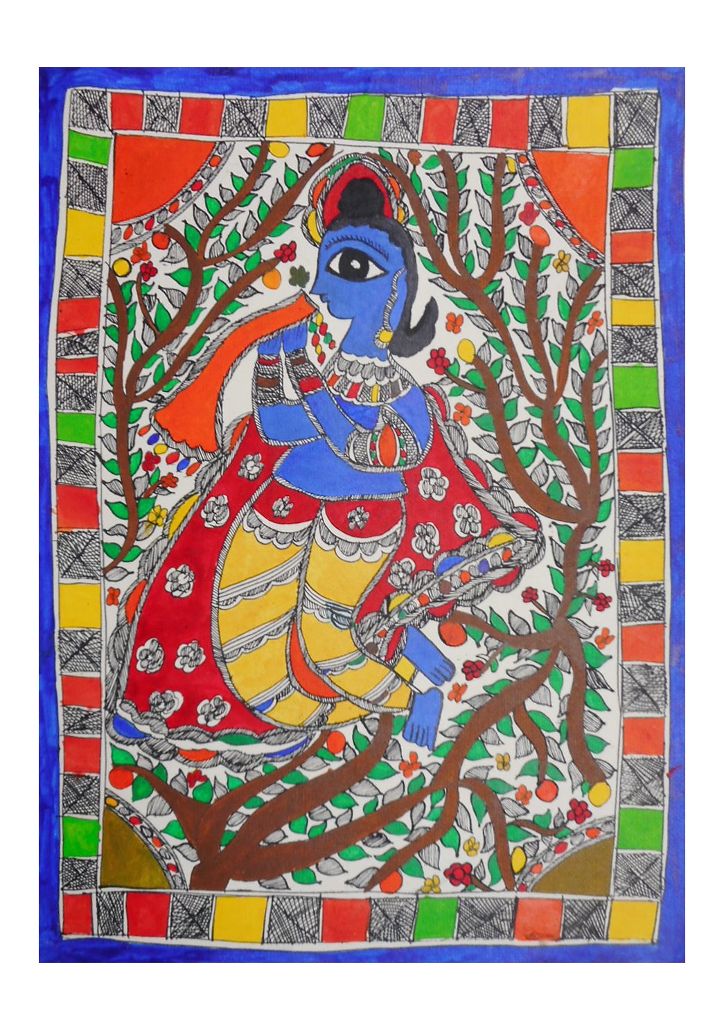 Narmada devi mithila painting Paper Krishna in Melody Mood Painting (38 ...