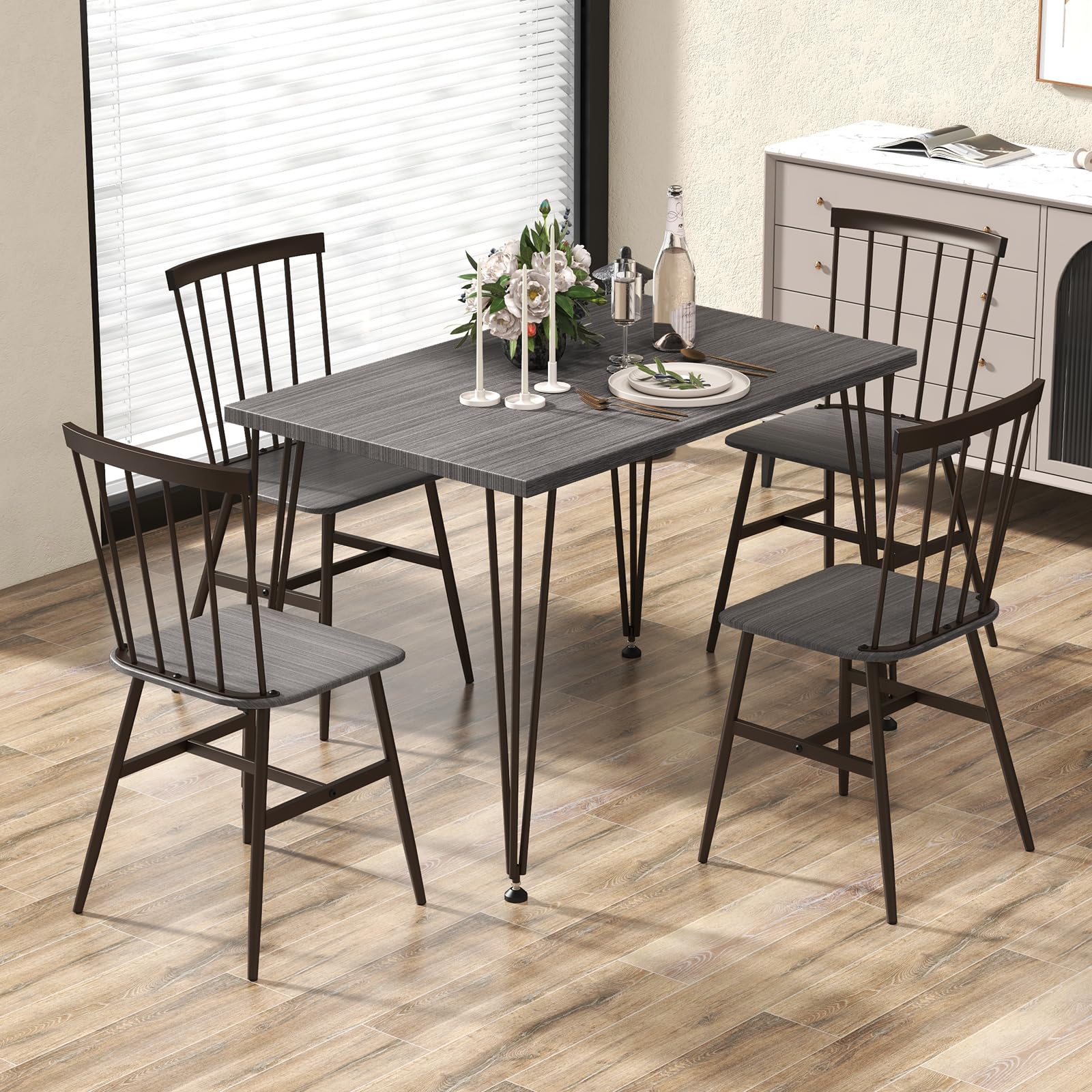 Amazon.com: GOFLAME 5-Piece Dining Table Set for 4, Rectangular Kitchen ...