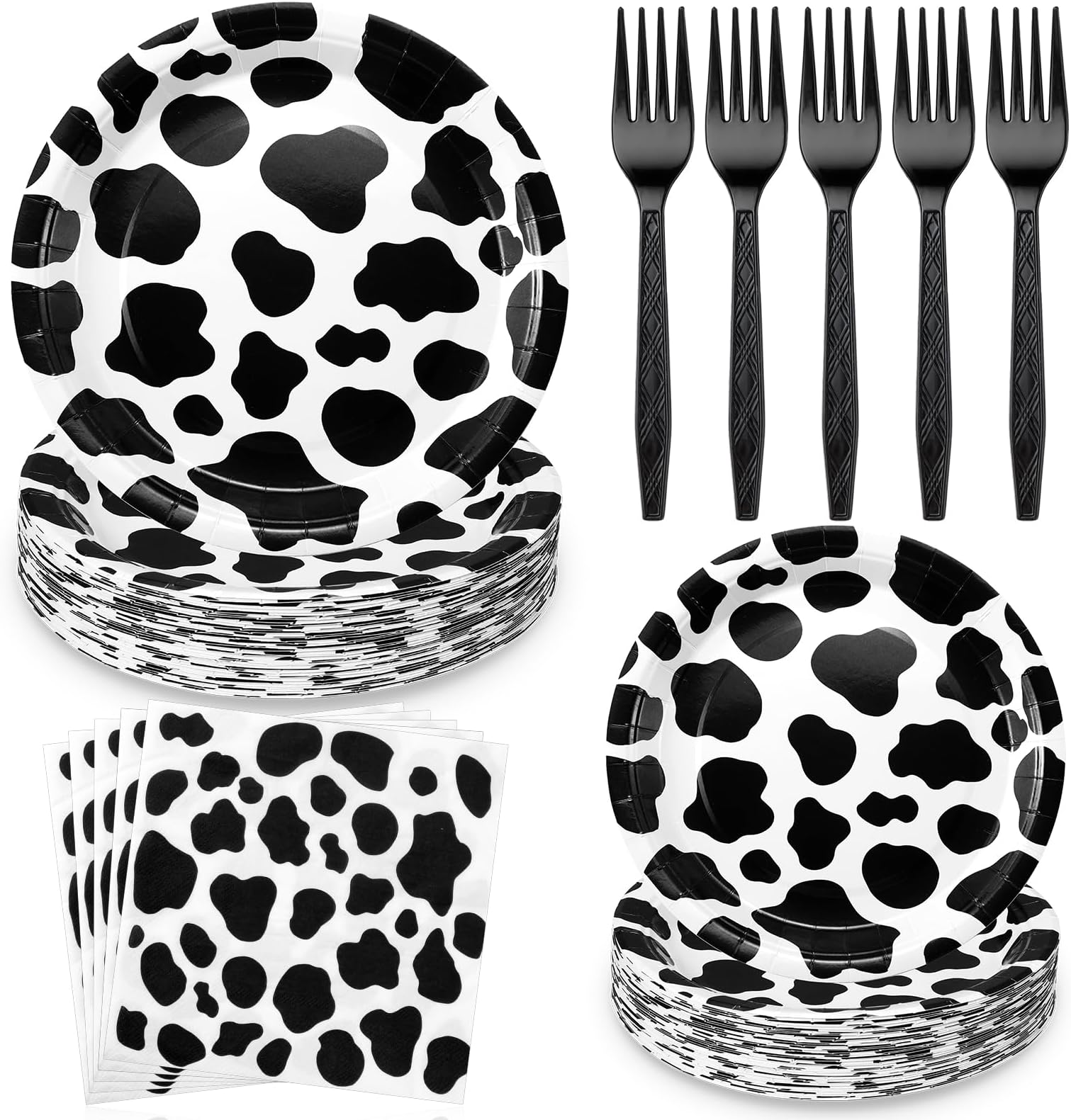 Amazon.com: TWOWYHI Cow Print Tableware Set 108 Pieces Cow Print ...