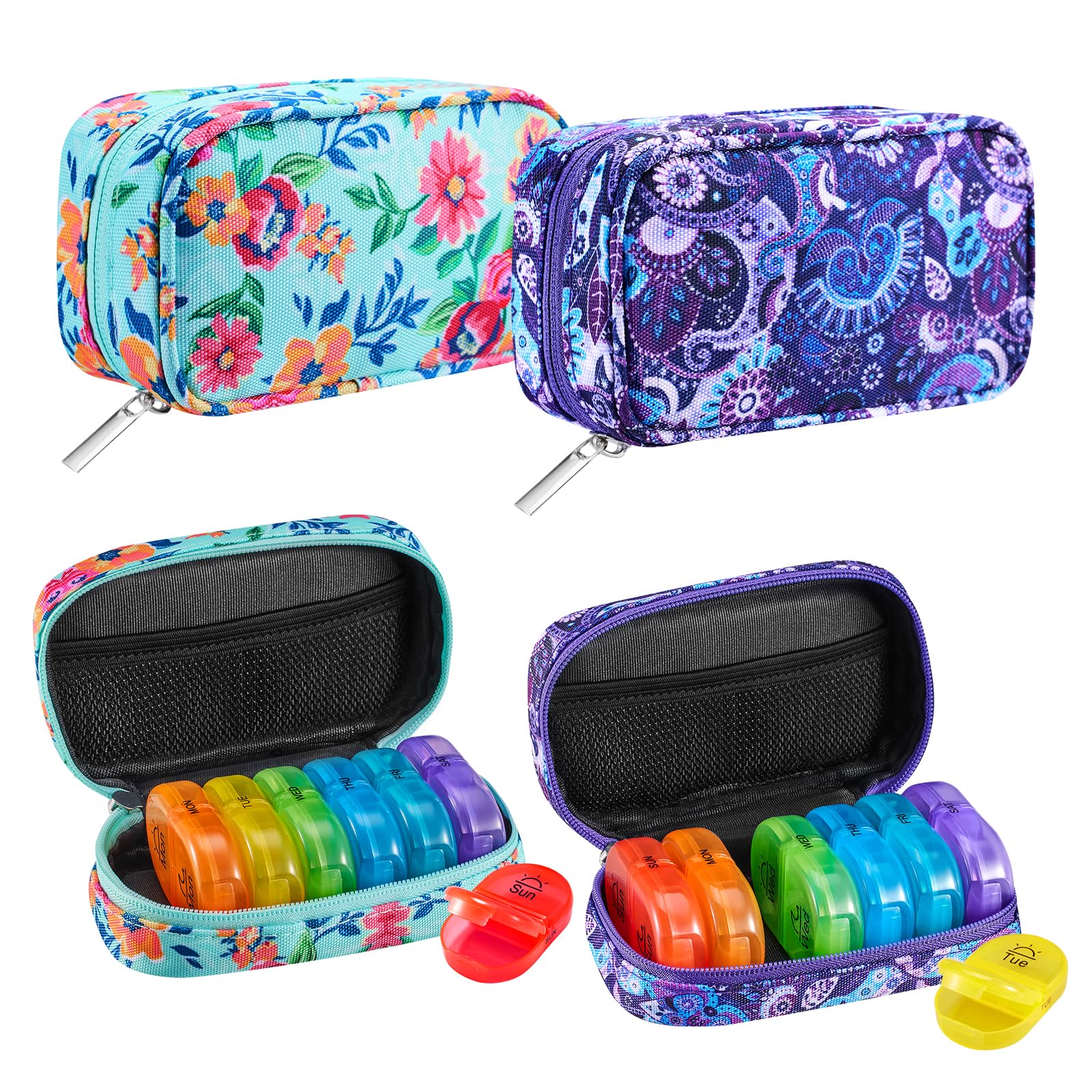 Amazon.com: Serfeymi Weekly Travel Pill Organizer 2 Times A Day AM PM ...