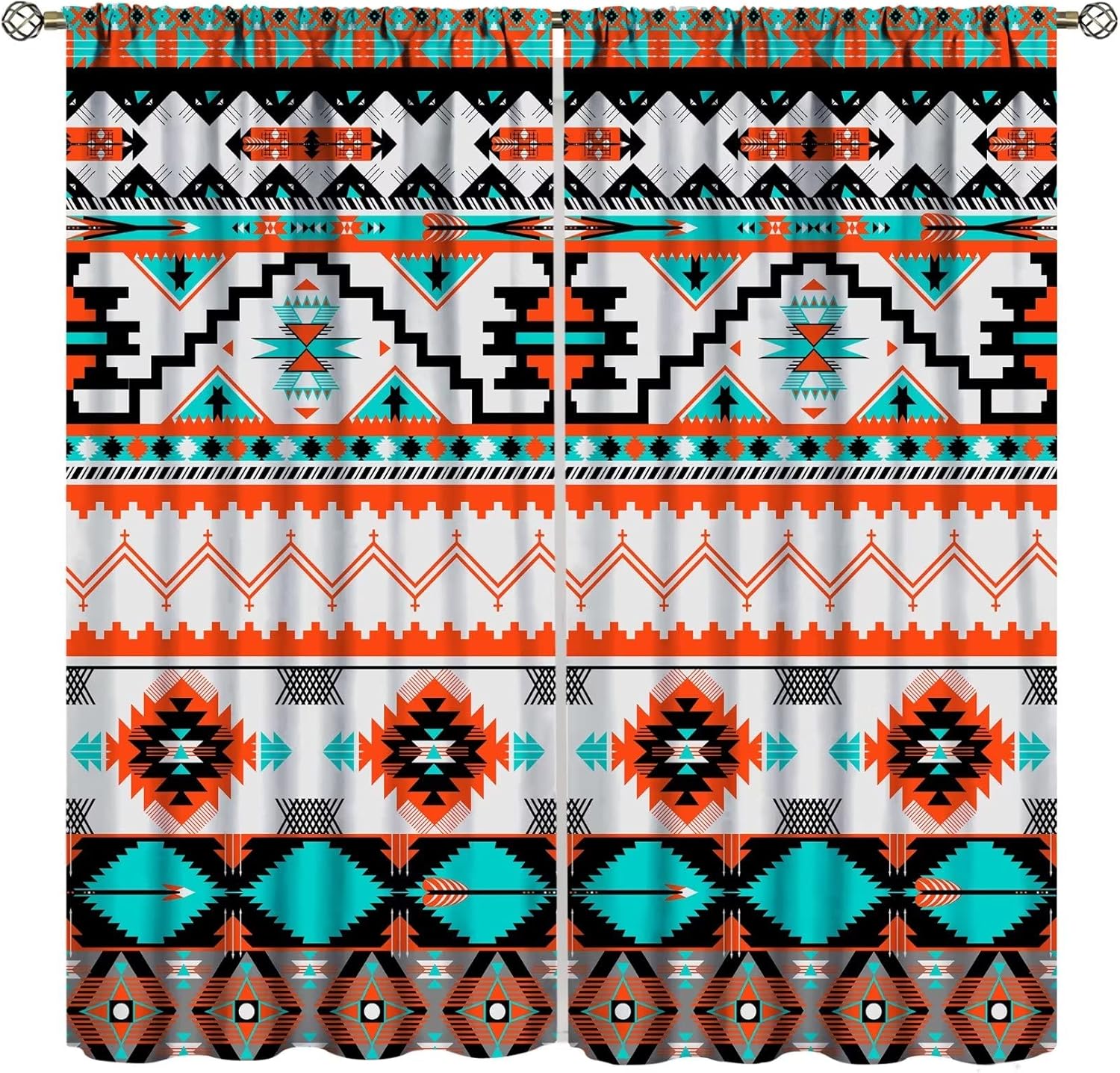 Amazon.com: Aztec Blackout Curtain, Abstract Geometric Tribal Navajo ...