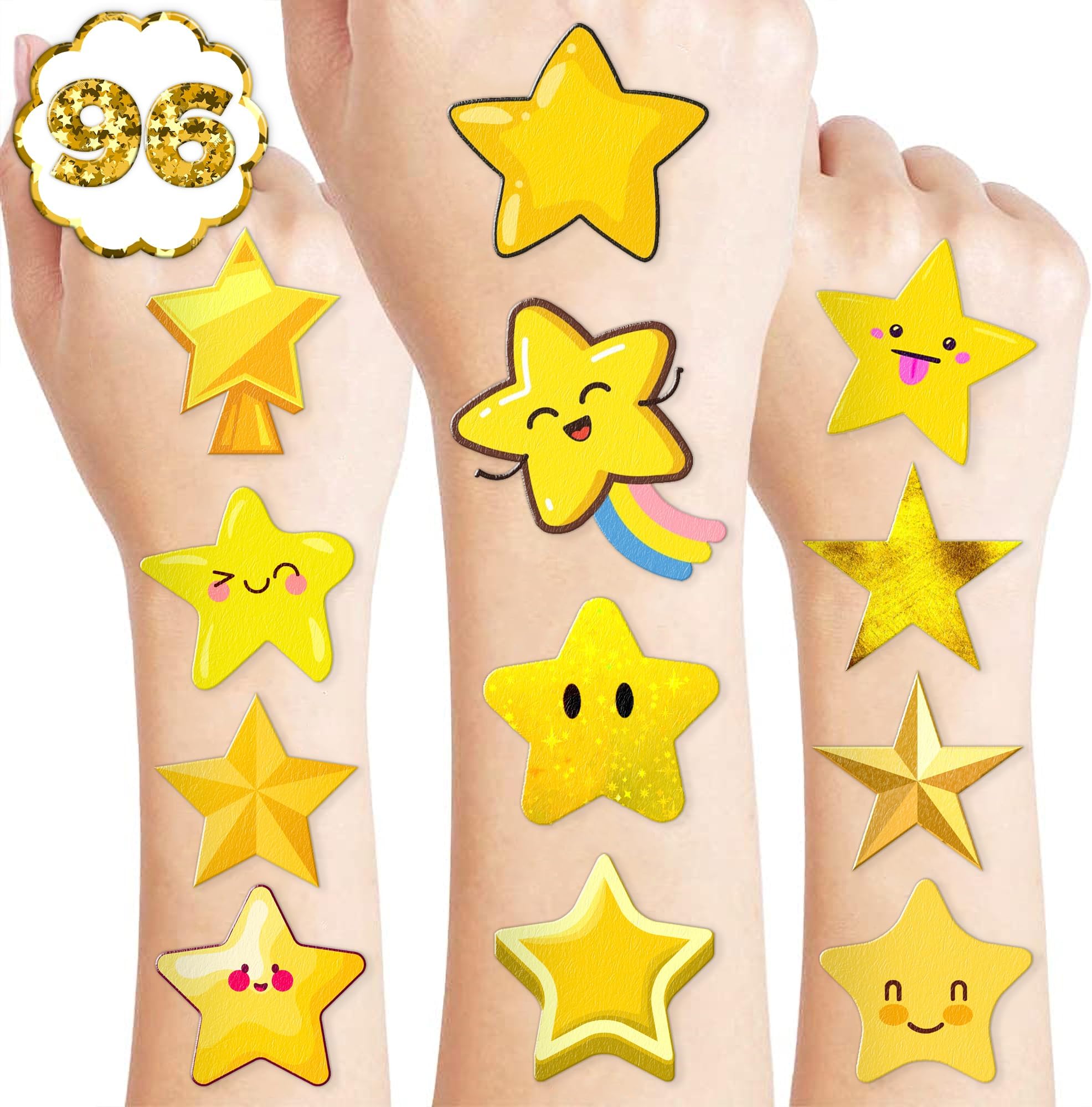 Amazon.com : 100 PCS Gold Stars Temporary Tattoos Birthday Party ...