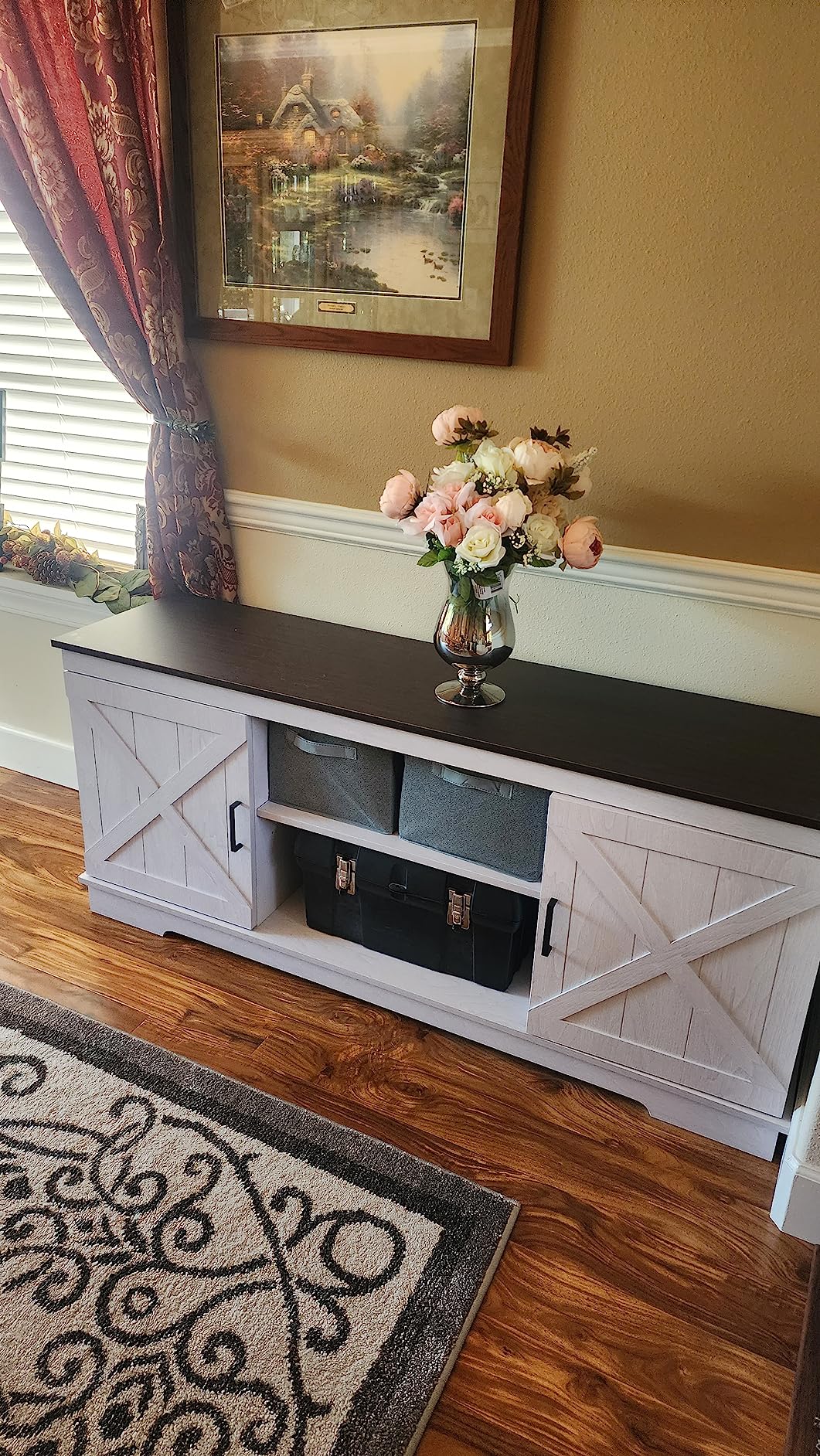 Coffee Bar Cabinet With USB Ports YITAHOME 52" Rustic Brown Buffet ...