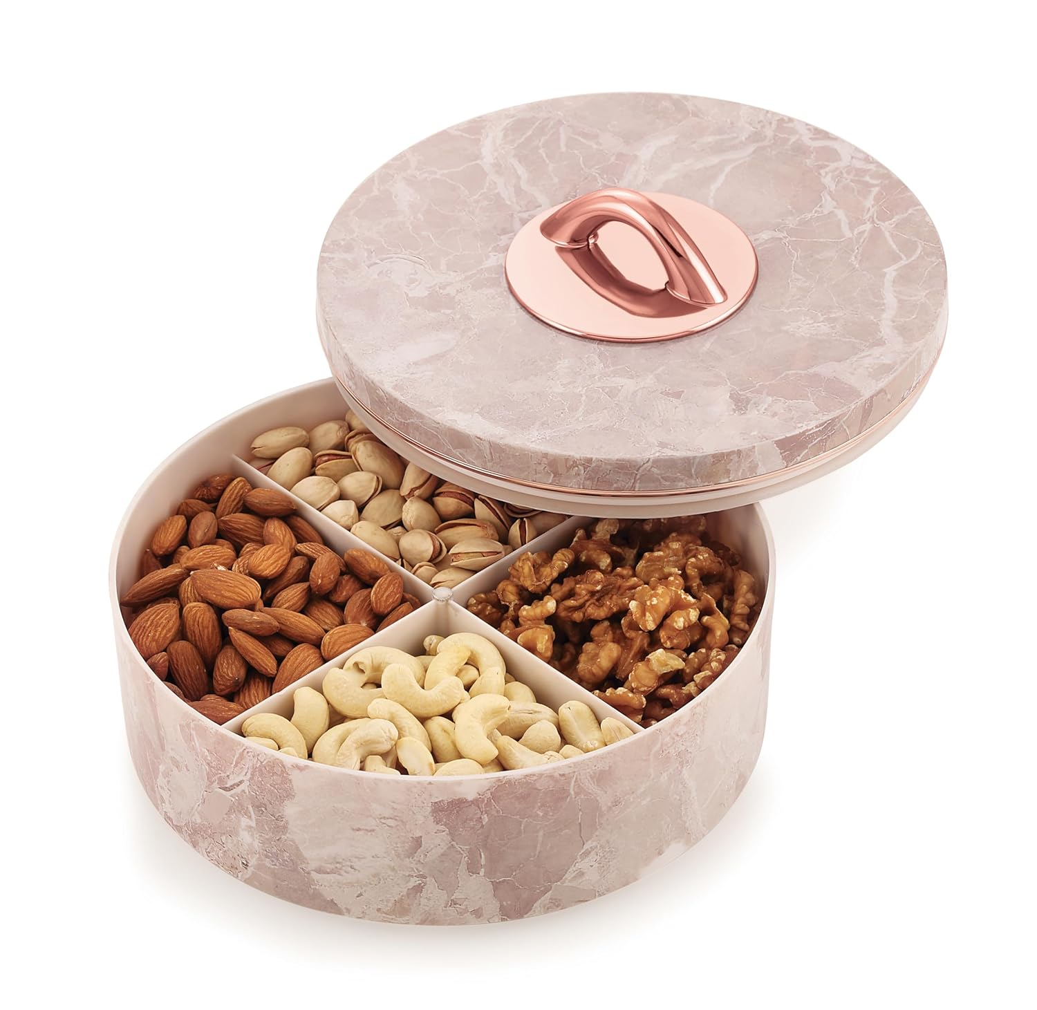 Nabhya Round Shape 4 Section Multipurpose Dry Fruit Storage Container ...