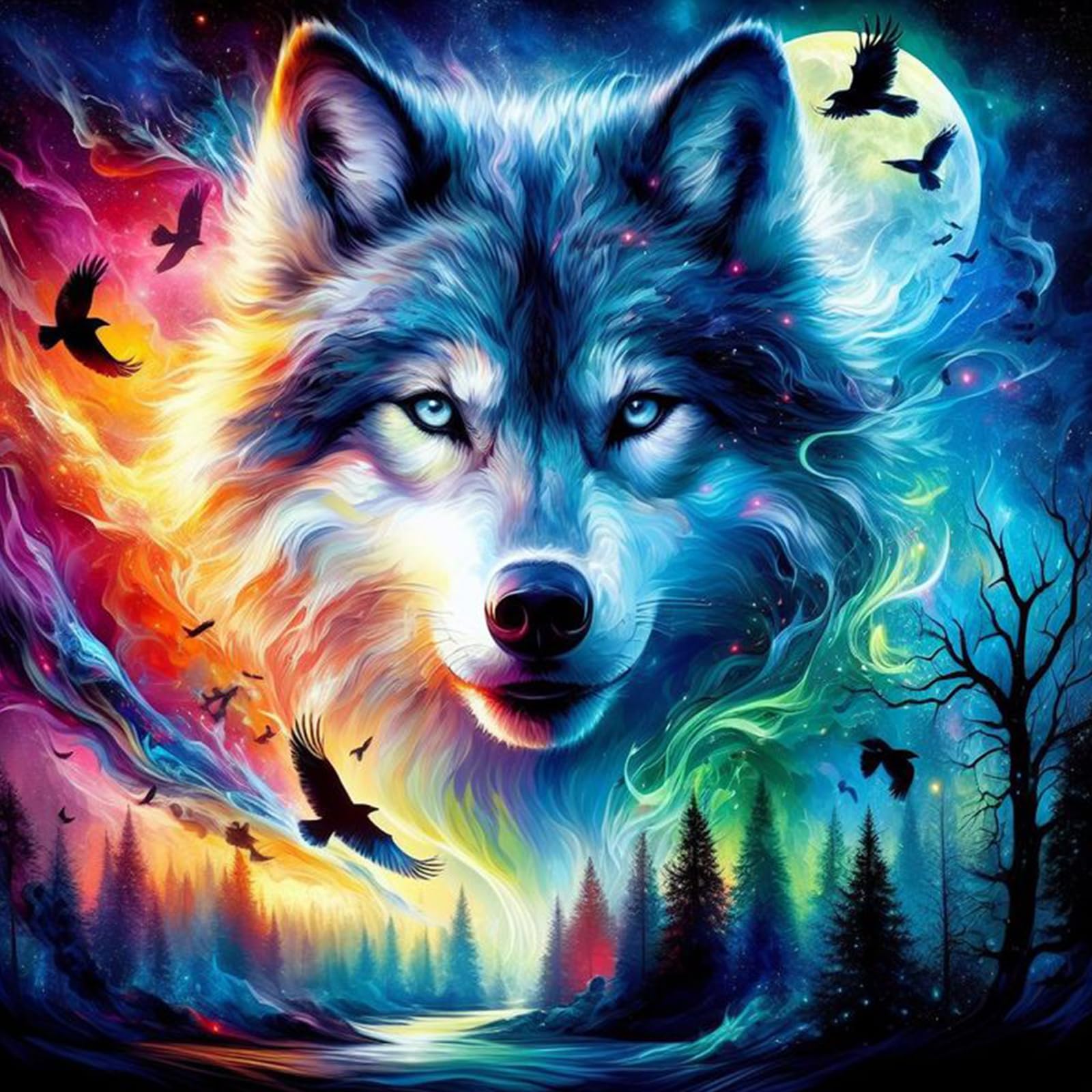 Amazon.com: Hlison Wolf Diamond Painting Kits, 5D Wolf Diamond Art Kits ...