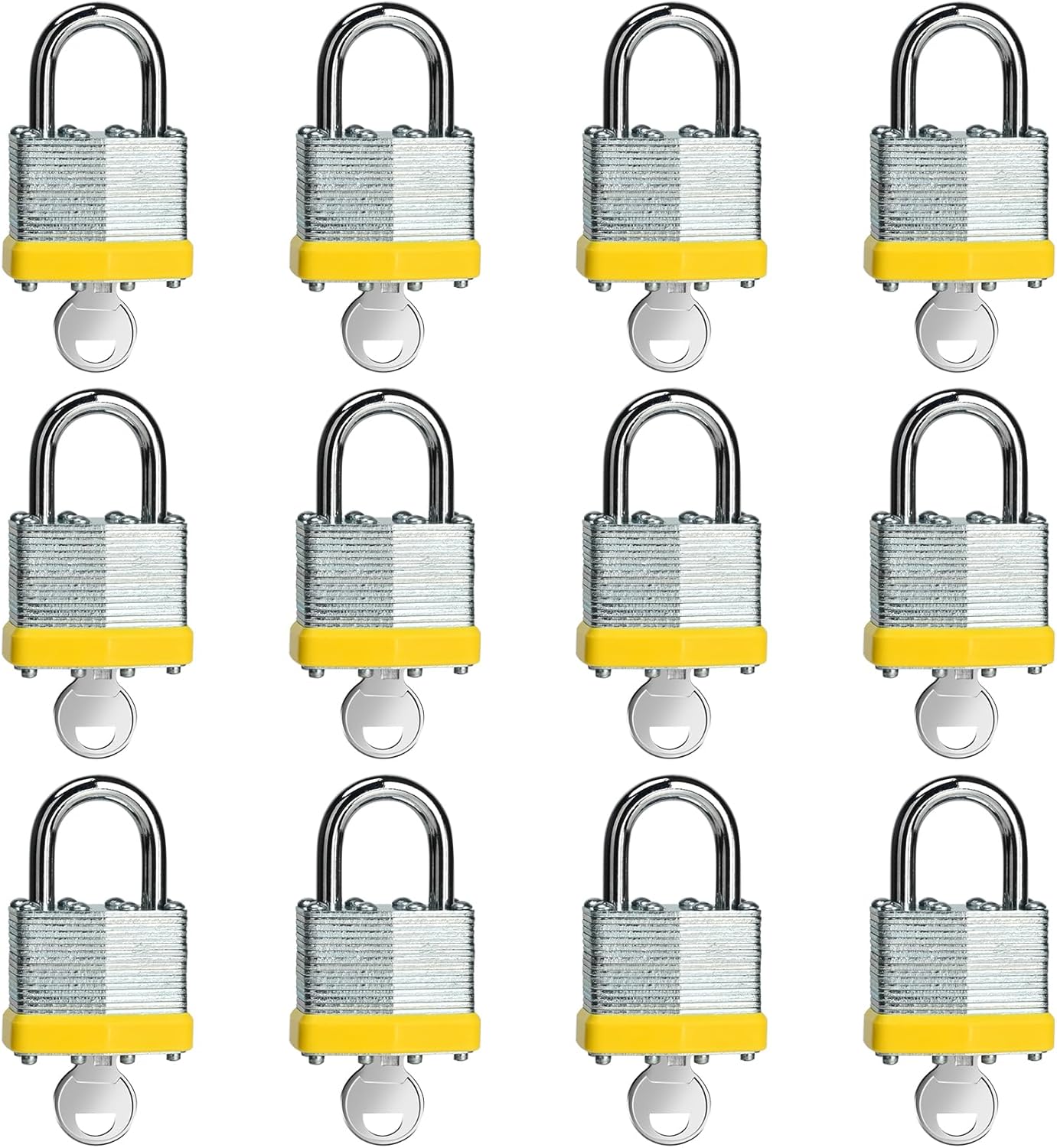 LQYN 12 Pack Laminated Keyed Padlock (1-9/16", 40mm), Keyed Alike Locks ...