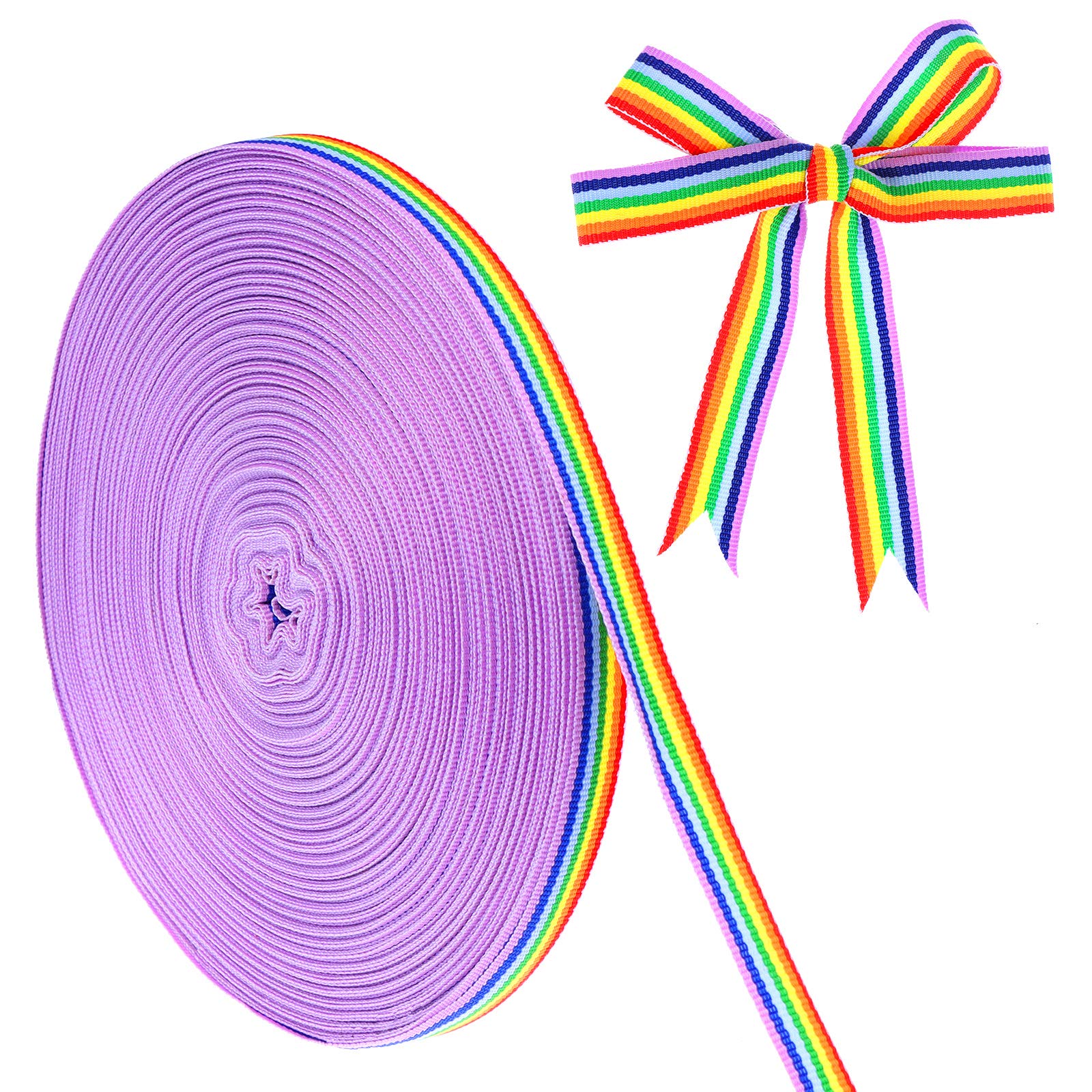 55 Yards / 50 Meters Rainbow Grosgrain Ribbons, Double Sided Rainbow ...