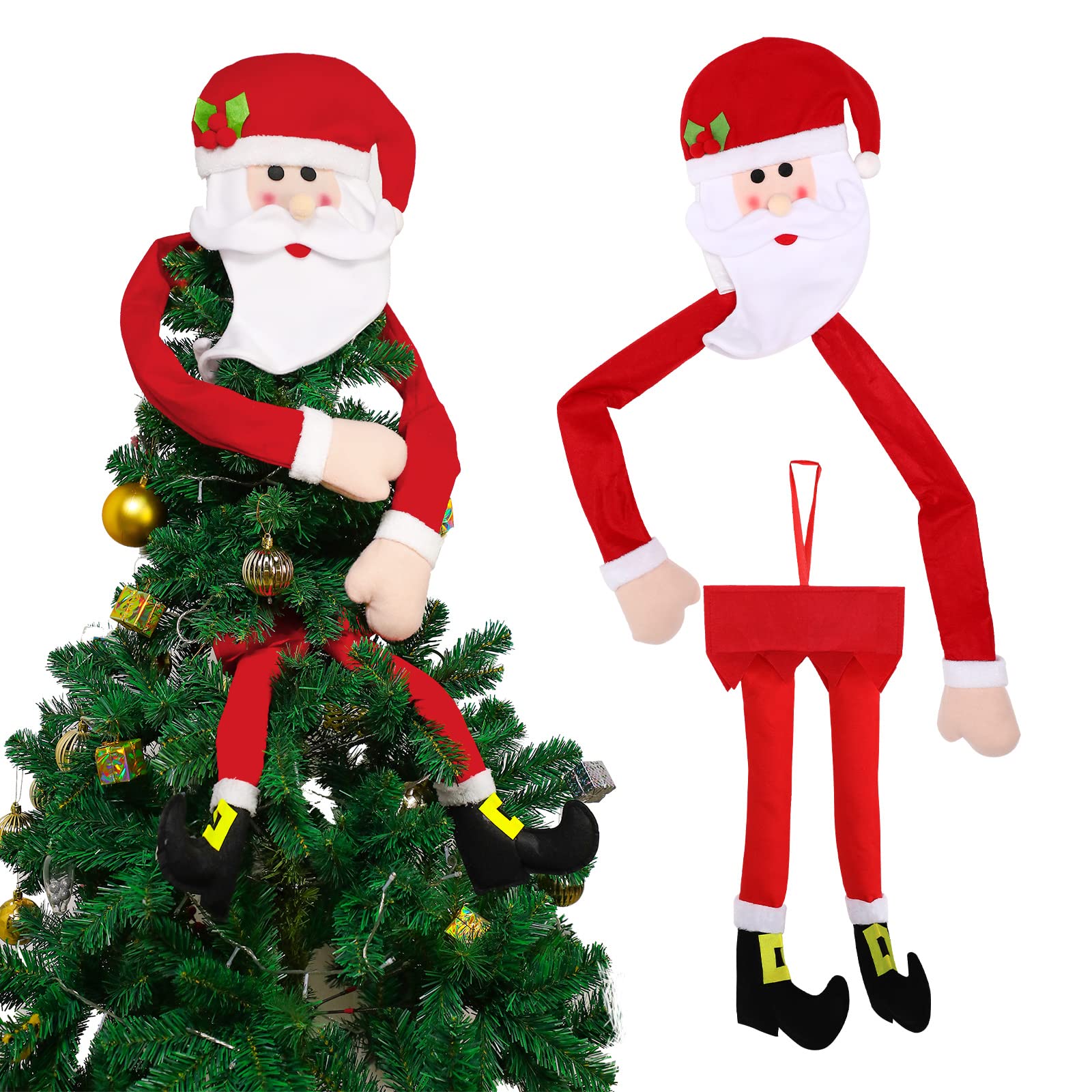 Amazon.com: 2 Pieces Large Christmas Tree Topper Santa Tree Topper in ...