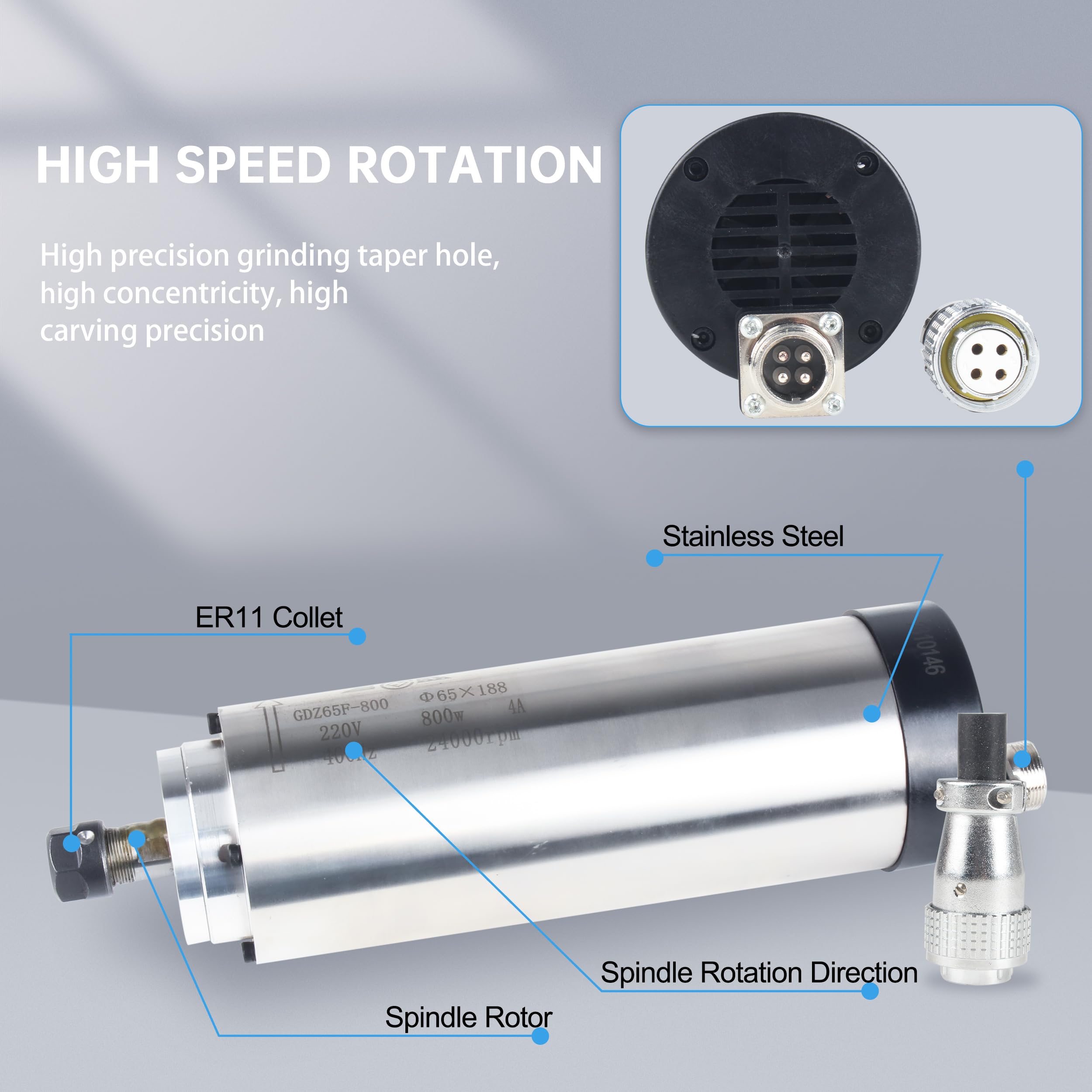 Snapklik.com : 0.8KW CNC Spindle Milling Motor, 800W Air Cooled Spindle ...