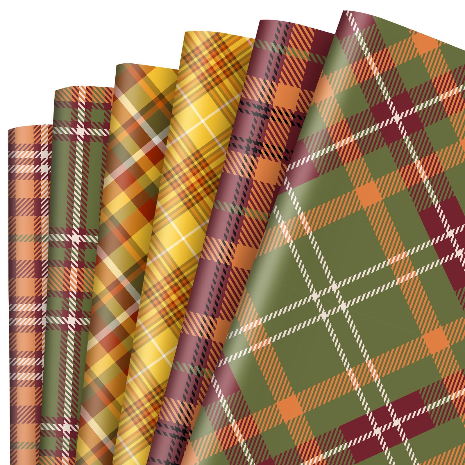 Amazon.com: Whaline 12 Sheet Fall Wrapping Paper 6 Style Yellow Green ...